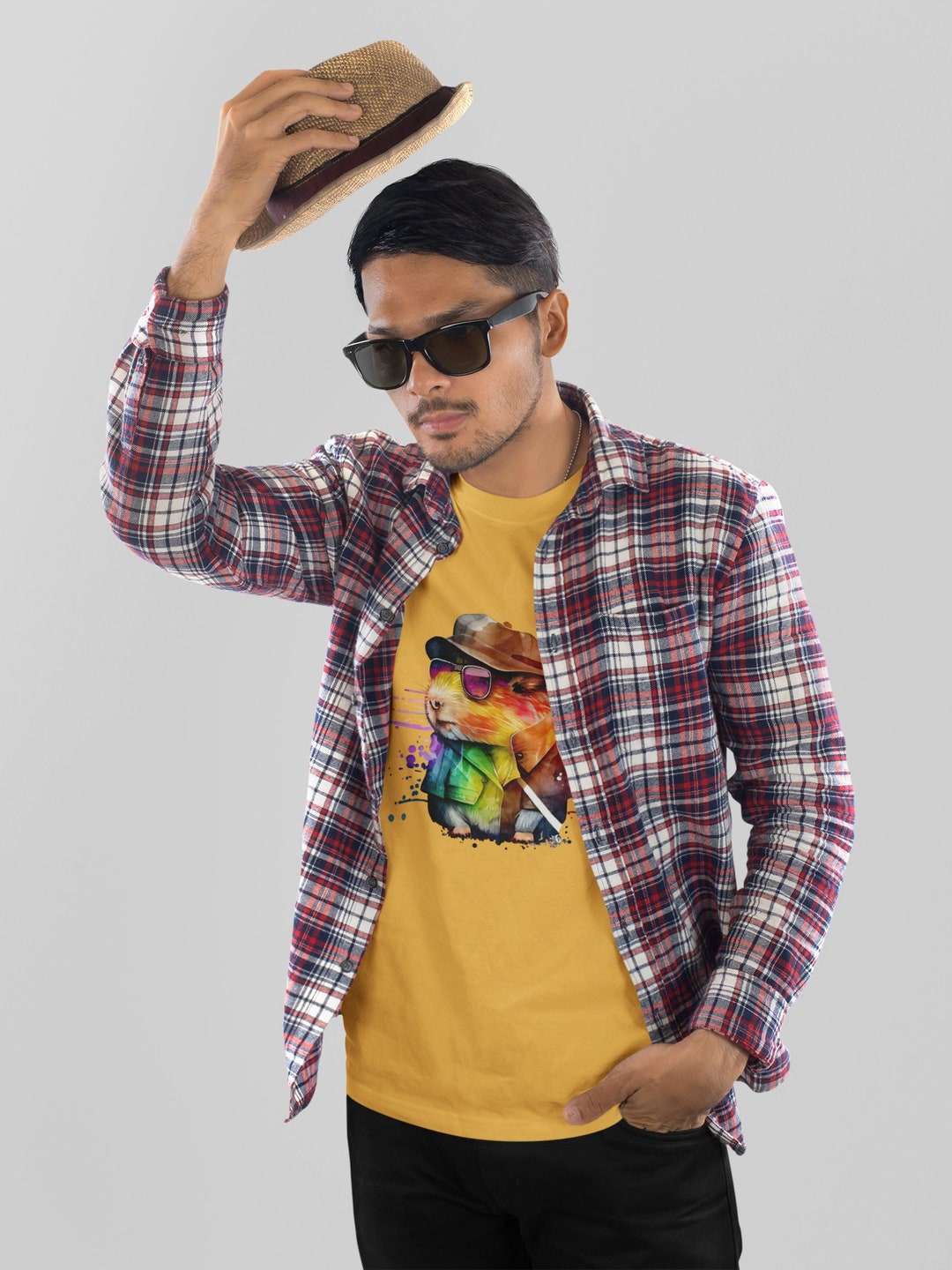 Watercolor Cool Detective Guineapig Unisex T-shirt | Funny Guinea Pig Tee | Giftful Shirt for ...