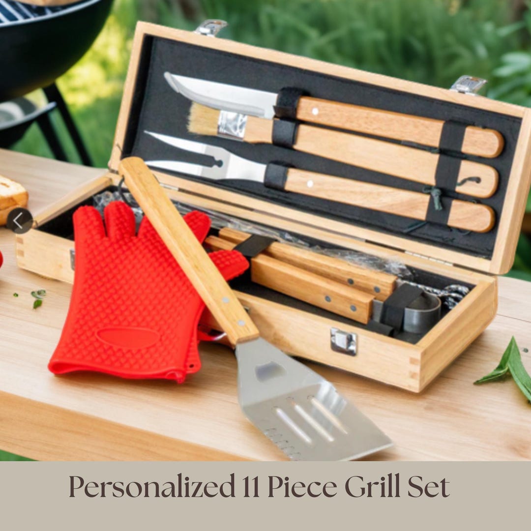 Personalized BBQ Set Custom Grill Tools With Name 11-piece Grilling Kit ...