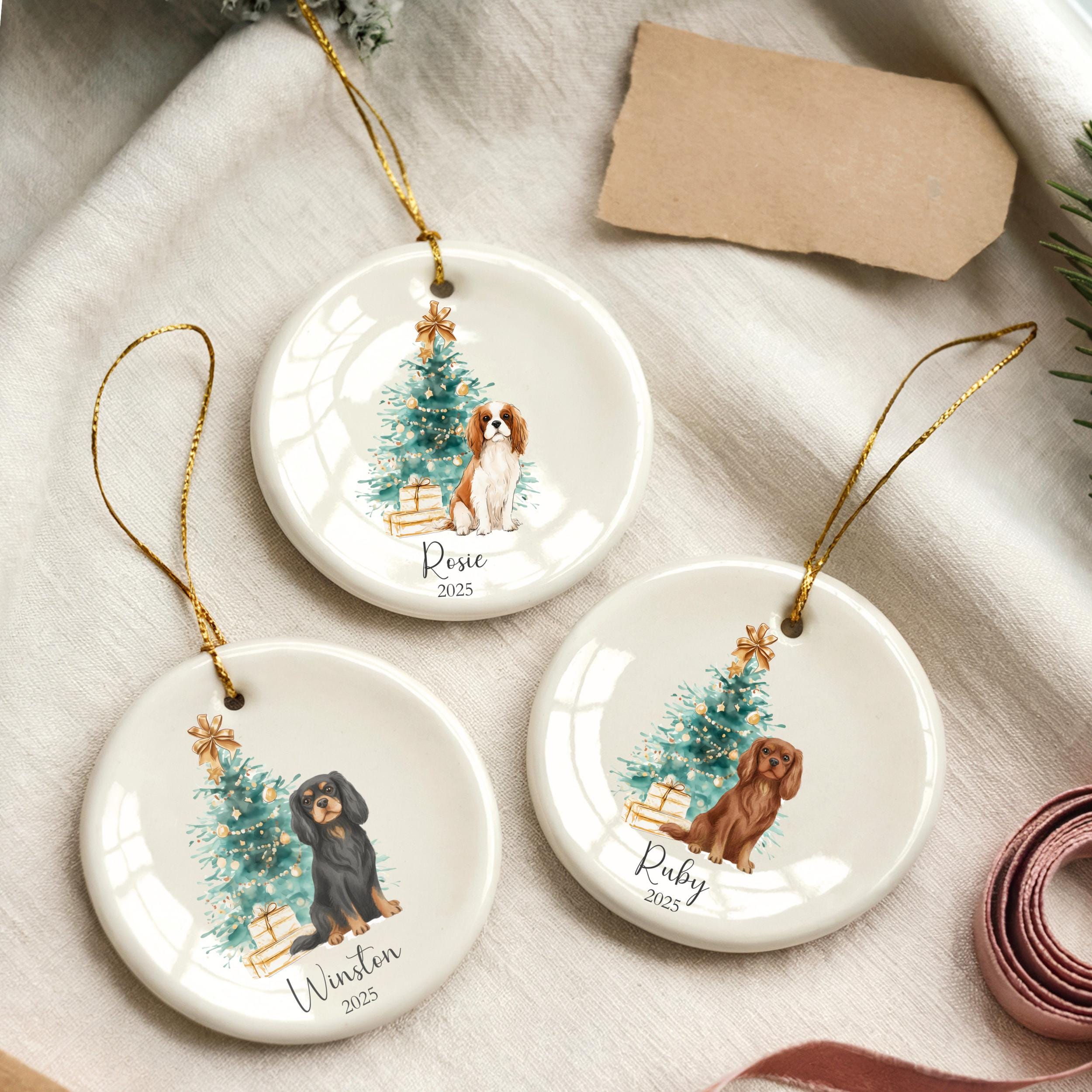 Cavalier King Charles Spaniel Ornament: Personalized Tricolor Cavalier ...