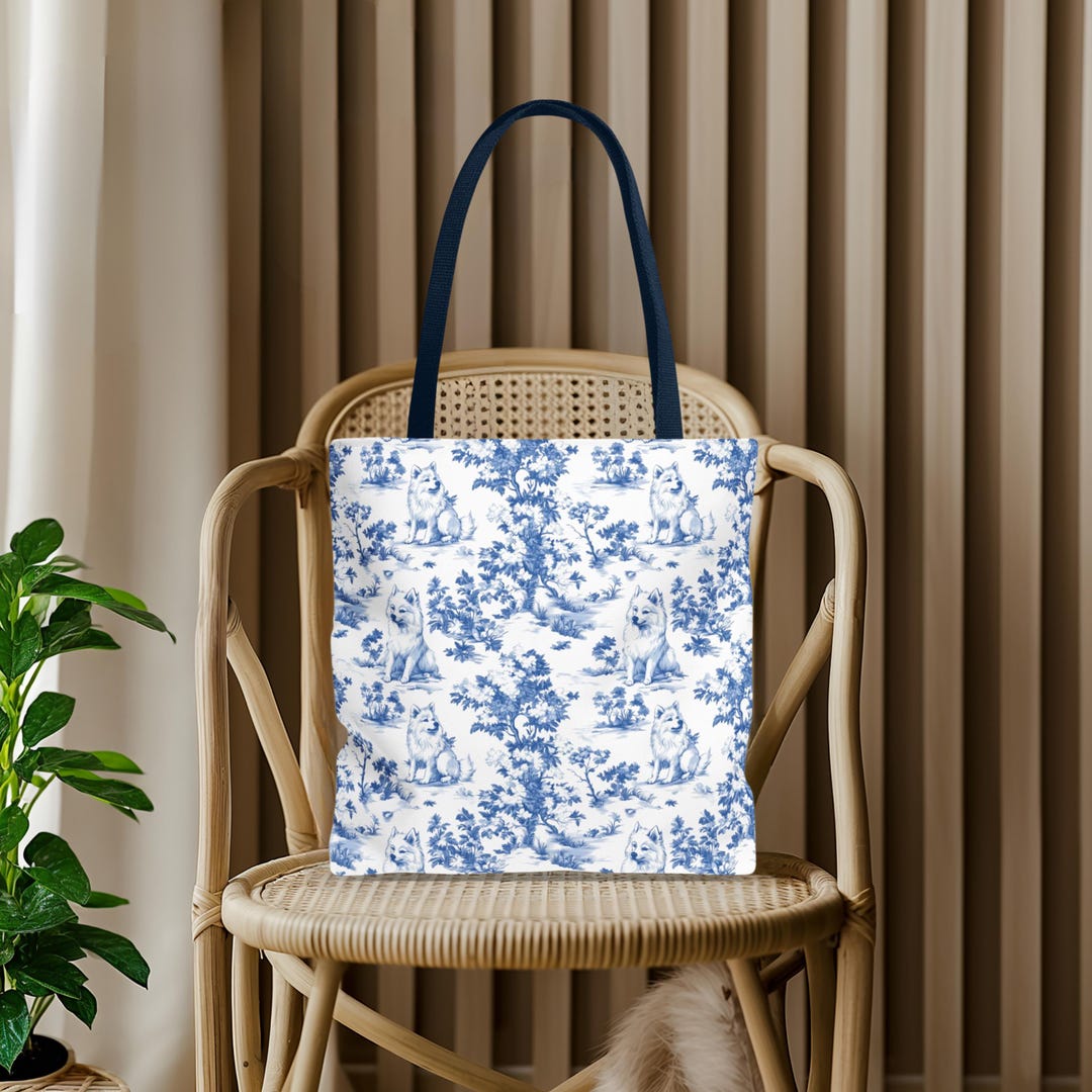 Samoyed French Toile Tote Bag - Everyday Bag for Books & Shopping ...