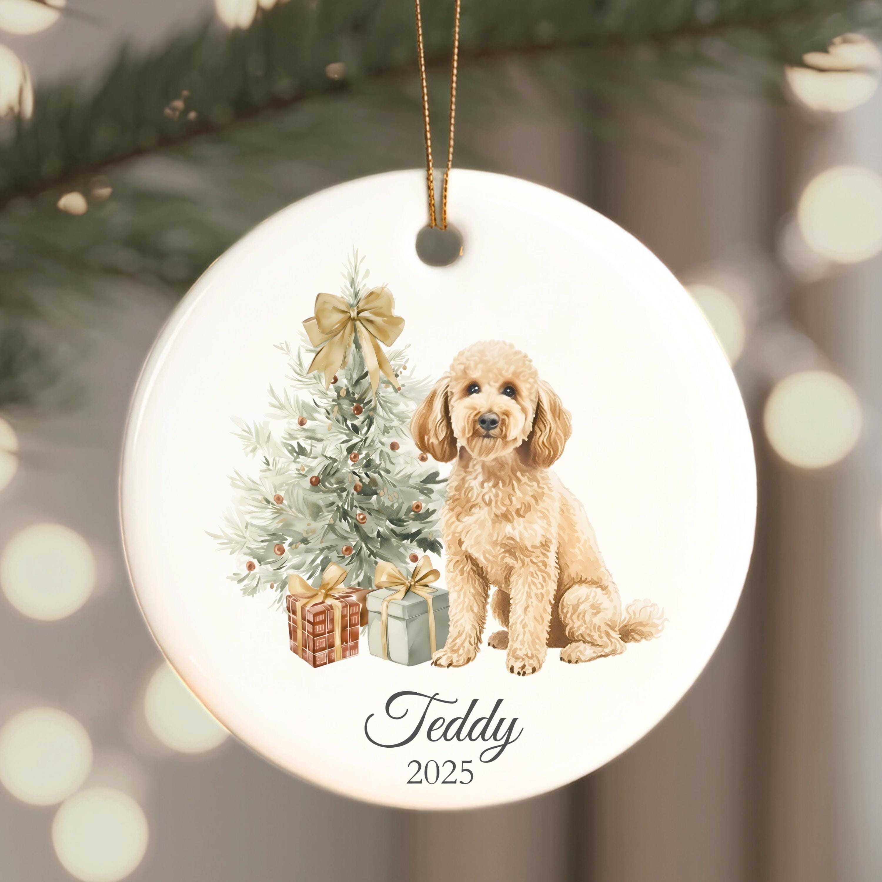 Custom Mini Poodle Ornament: Personalized Brown Apricot Toy Poodle ...