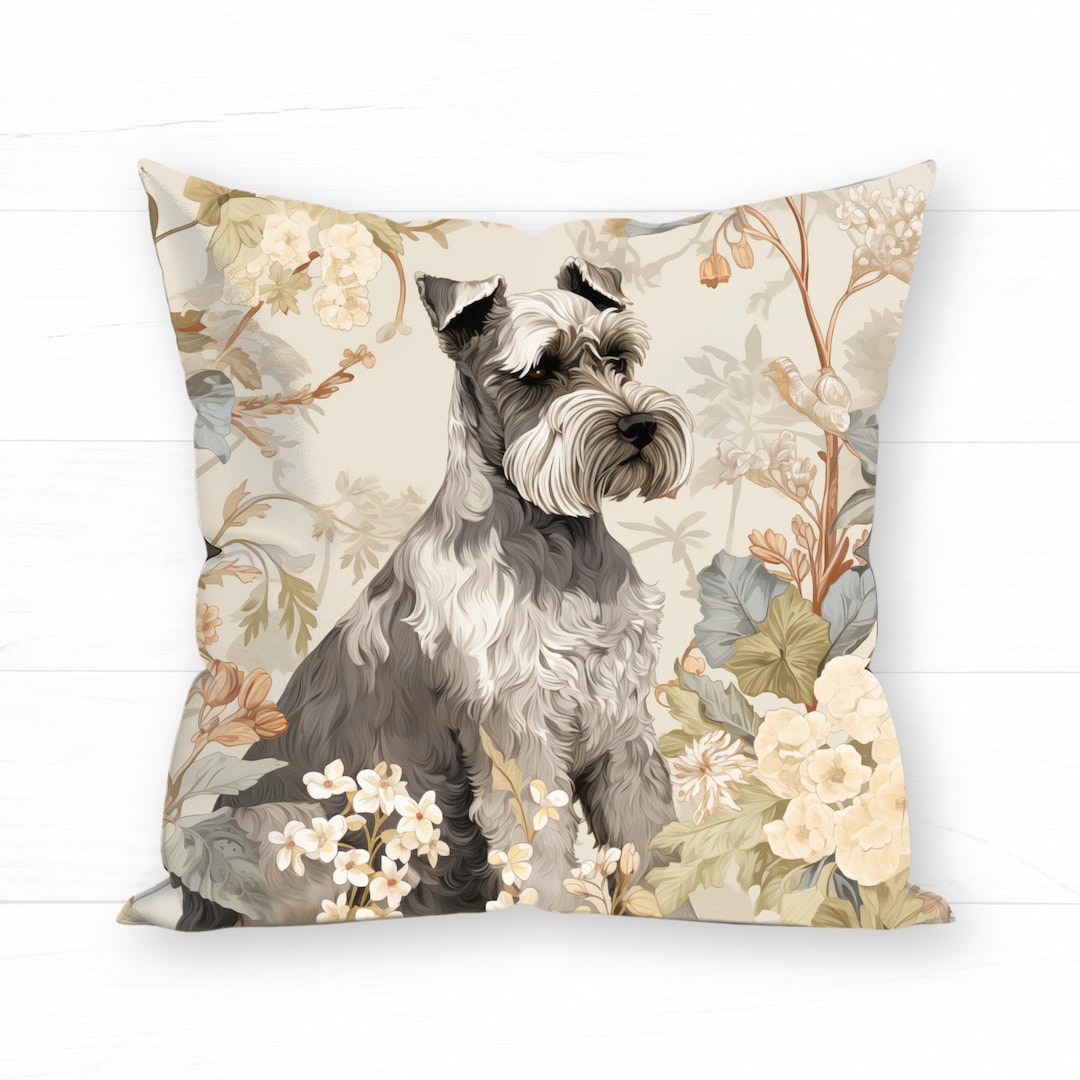 Schnauzer Pillow William Morris Inspired, Throw Cushion INCLUDES INSERT ...