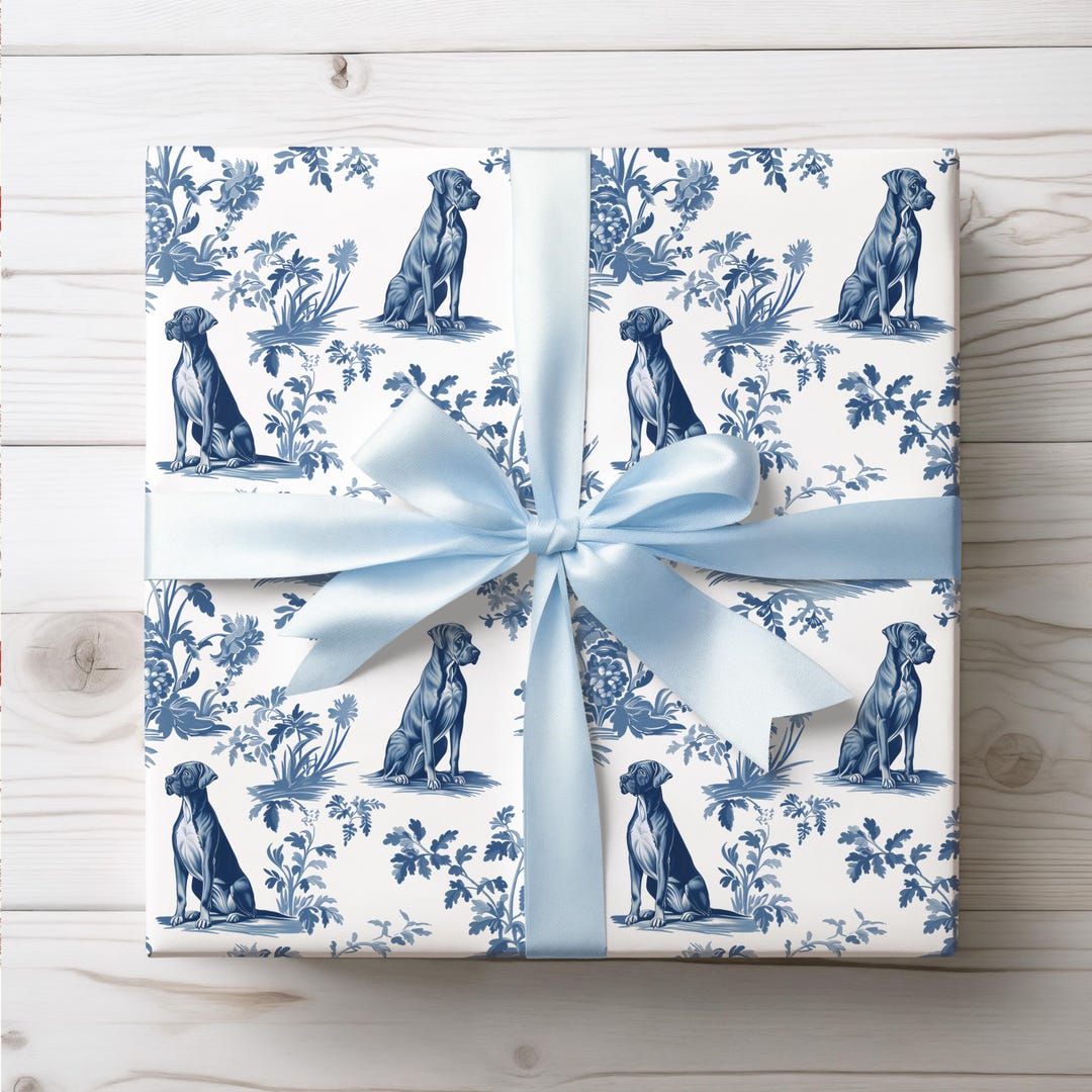 Great Dane Toile Wrapping Paper - French Toile De Jouy Gift Wrap for ...