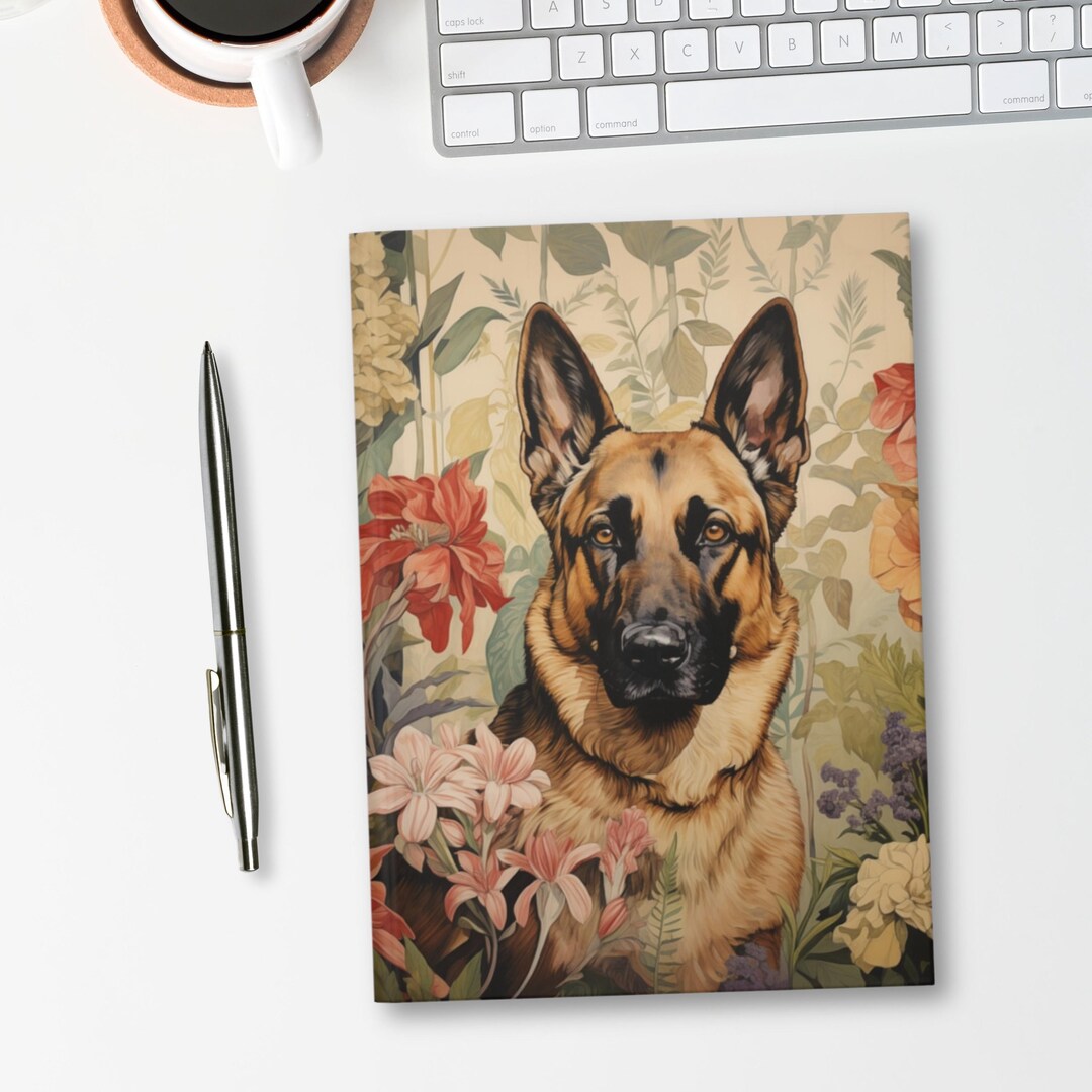 German Shepherd Hardcover Journal - Floral German Shepherd Dog Notebook ...