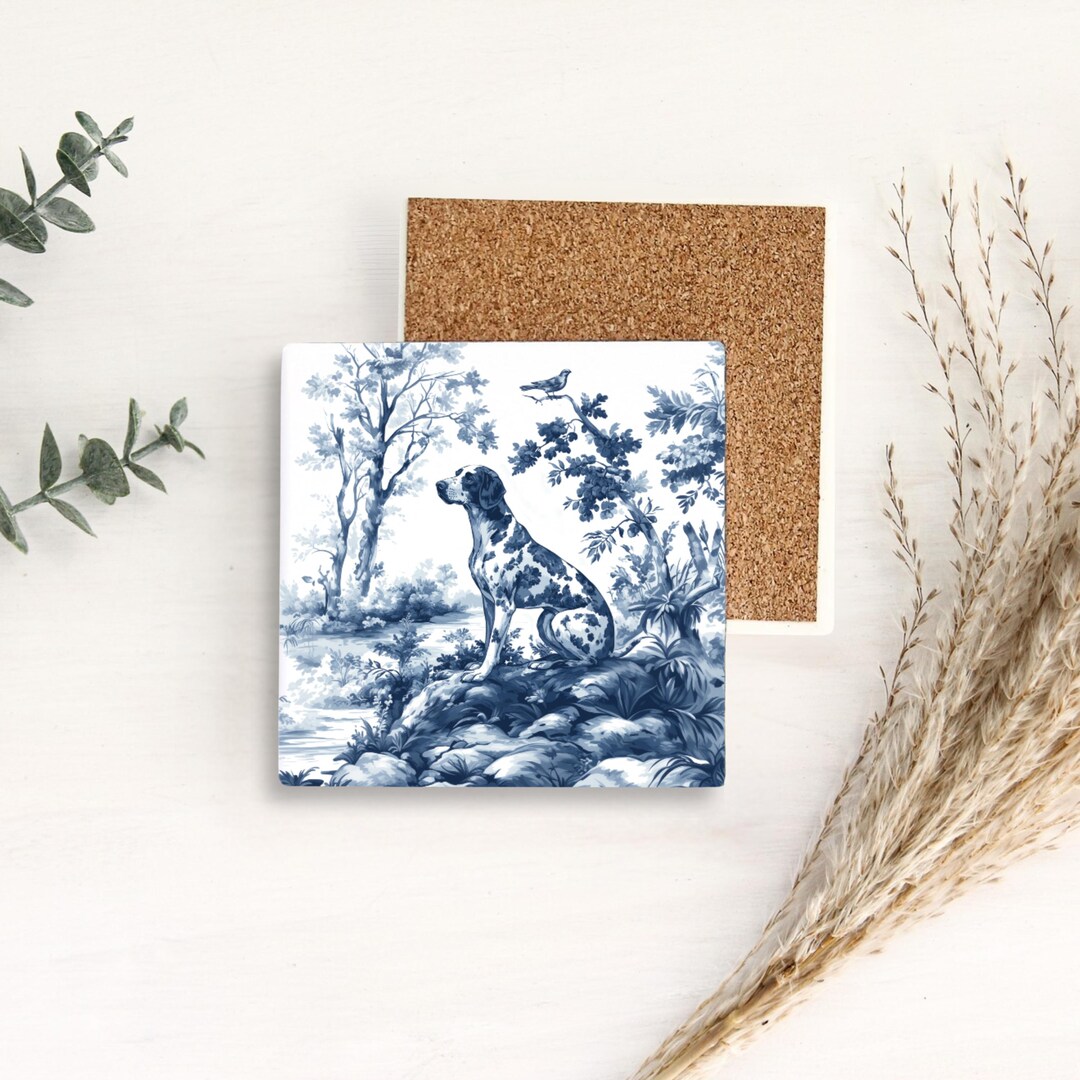 German Shorthaired Pointer Toile Ceramic Coaster - ONE GSP Toile De ...