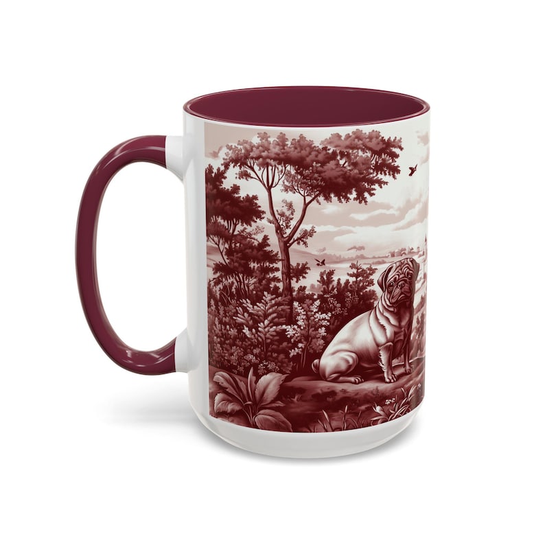 Pug Rustic French Toile Mug - Two Pugs Vintage Style Coffee Cup Gift ...