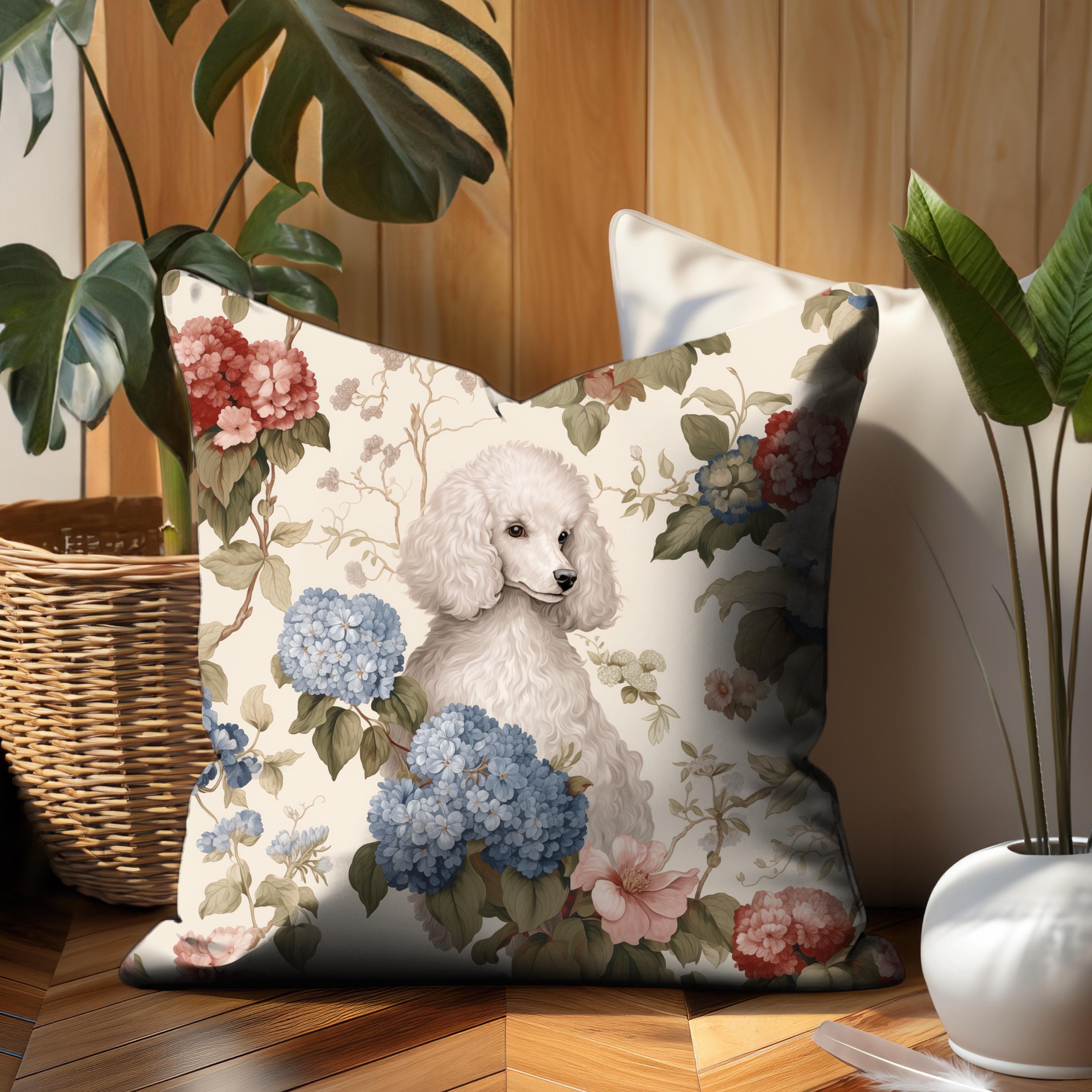 Poodle Floral Pillow - William Morris Inspired, Cushion INCLUDES INSERT ...