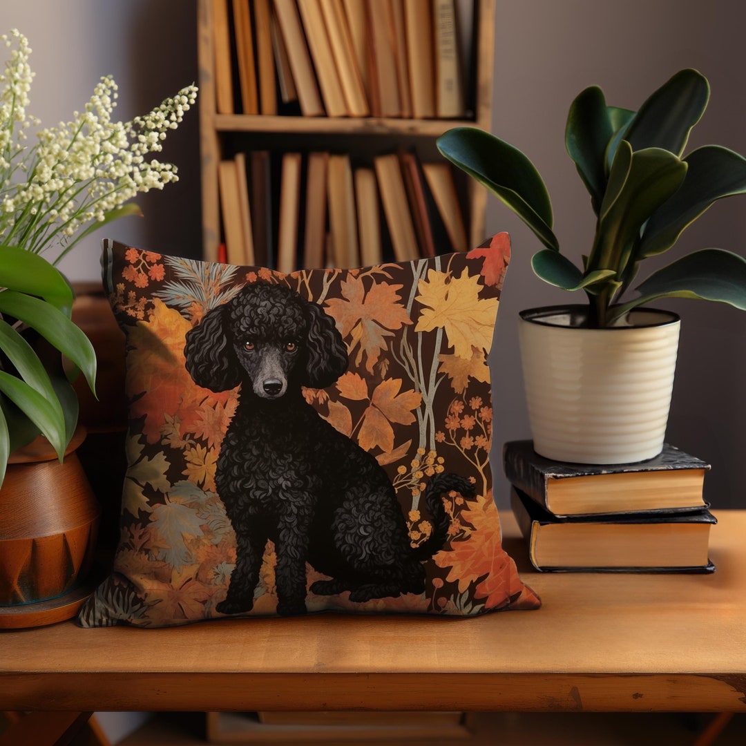 Black Poodle Pillow William Morris Inspired - Cushion INCLUDES INSERT ...
