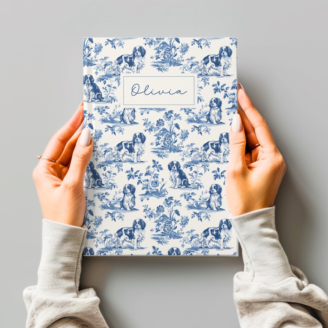 Personalized Cavalier King Charles Spaniel Blue Toile Journal ...
