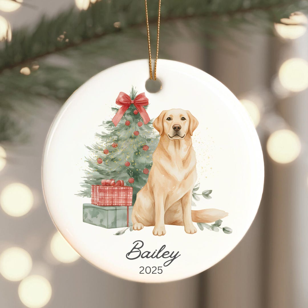 Personalized Yellow Labrador Christmas Ornament: Custom Name Labrador ...
