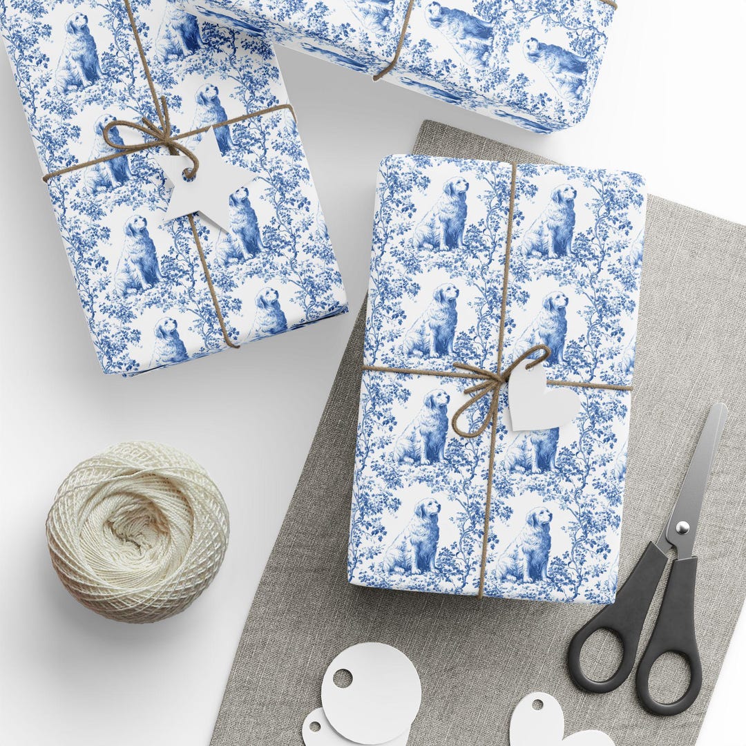 Great Pyrenees Toile Wrapping Paper - Dog Birthday Toile De Jouy Gift ...