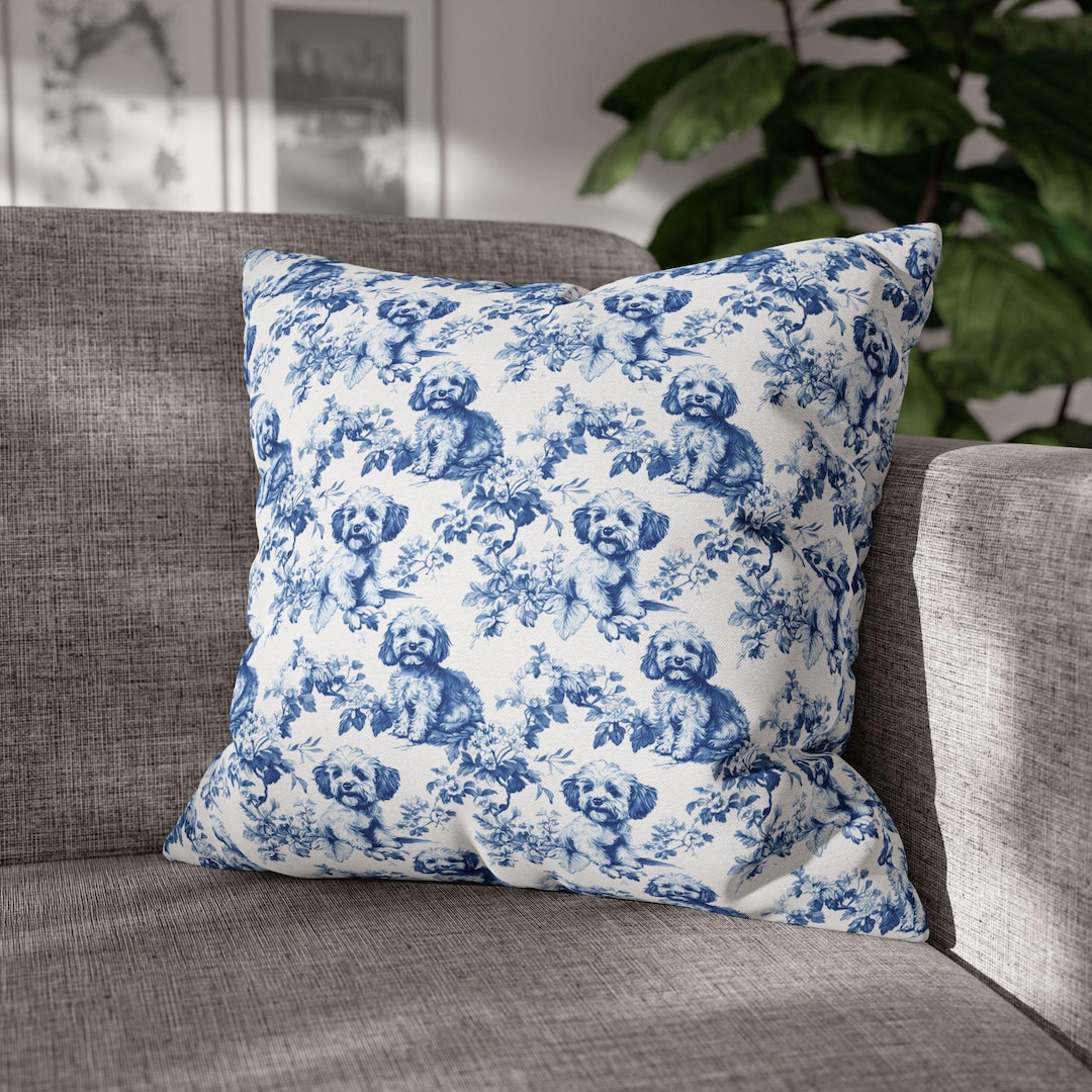 Cavapoo French Toile Pillow Cover, Elegant Toile De Jouy Cushion Cover ...