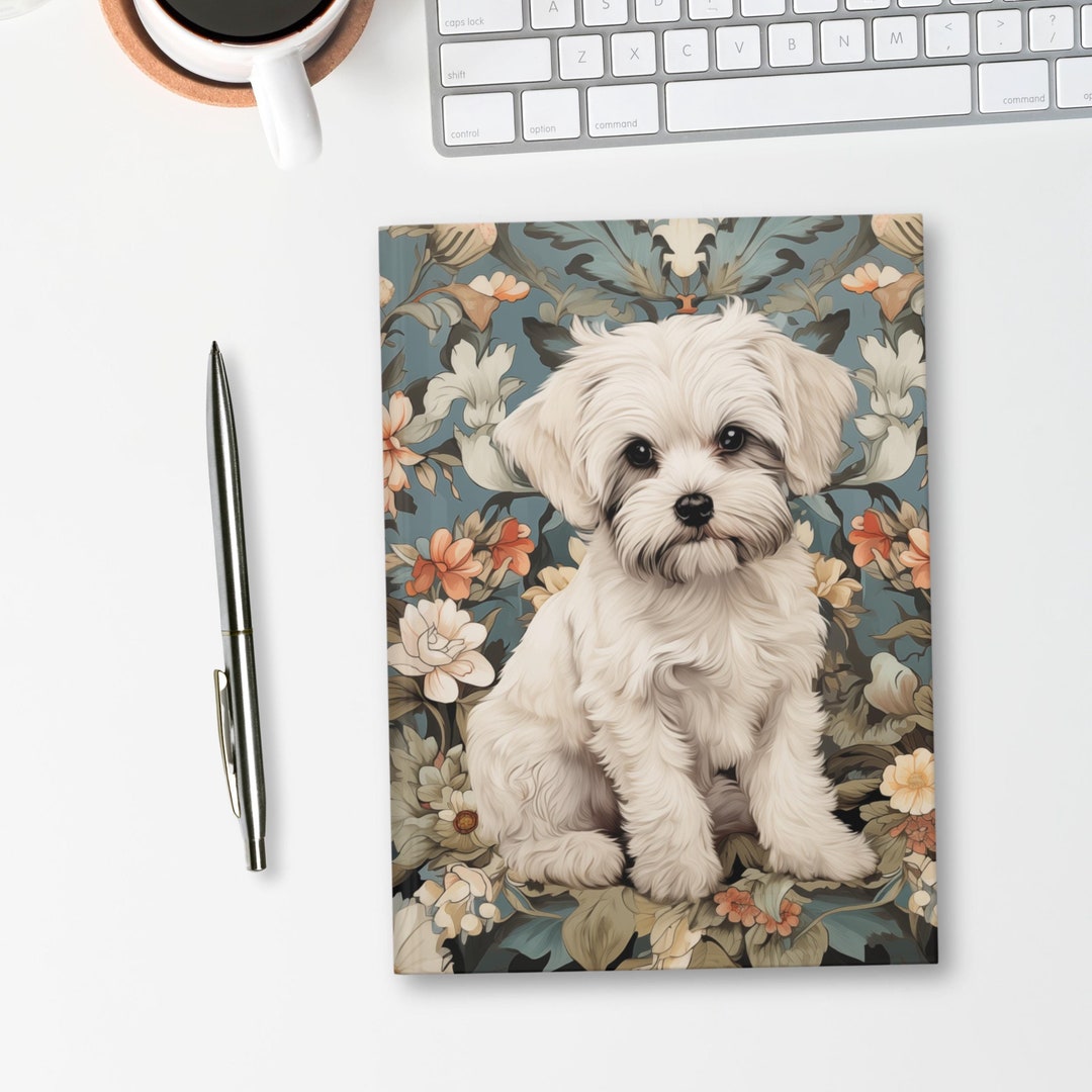 Shih Tzu Bichon Puppy Hardcover Journal - Floral Shichon Dog Notebook ...