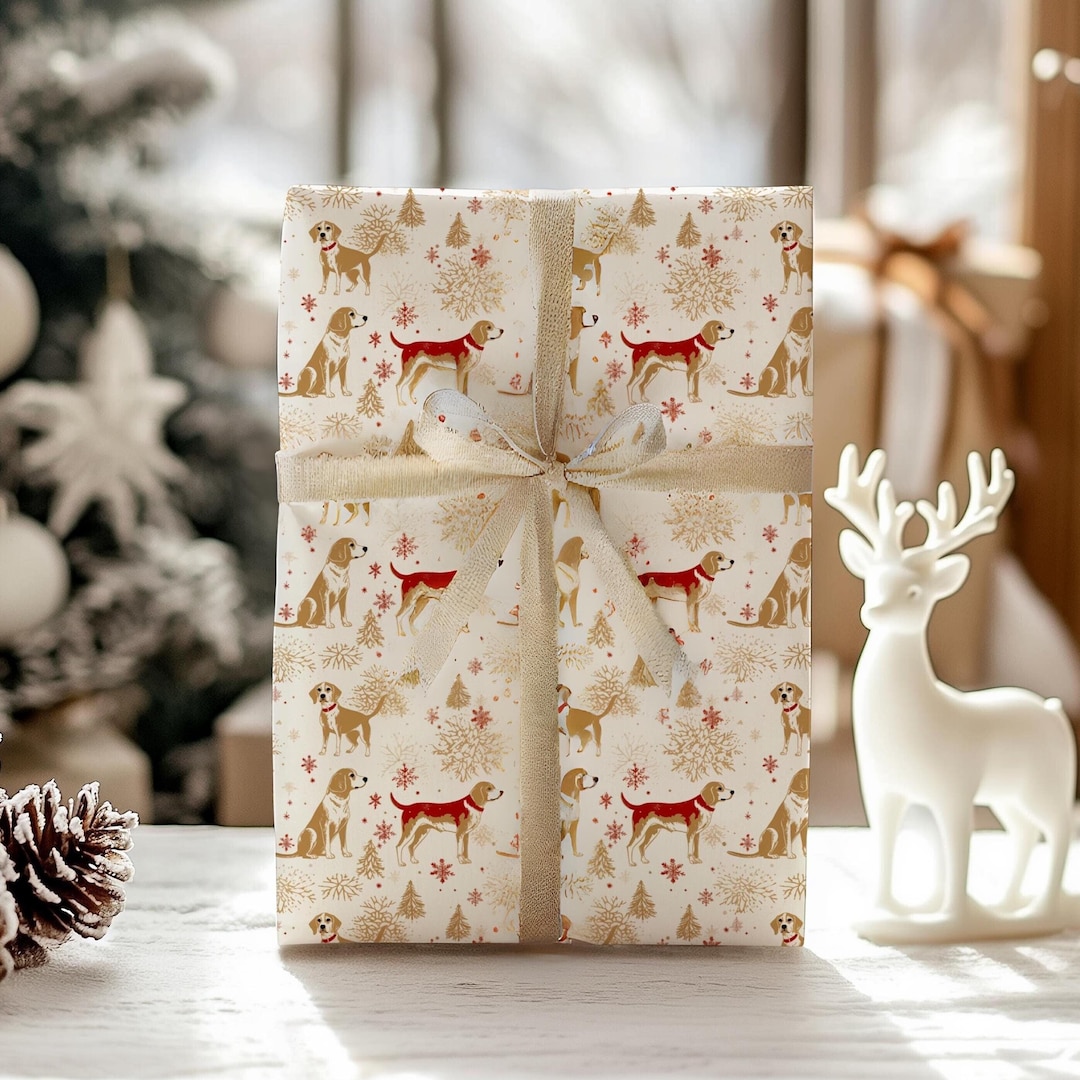 Beagle Christmas Wrapping Paper - Beagle Xmas Paper, Beagle Lovers Dog ...