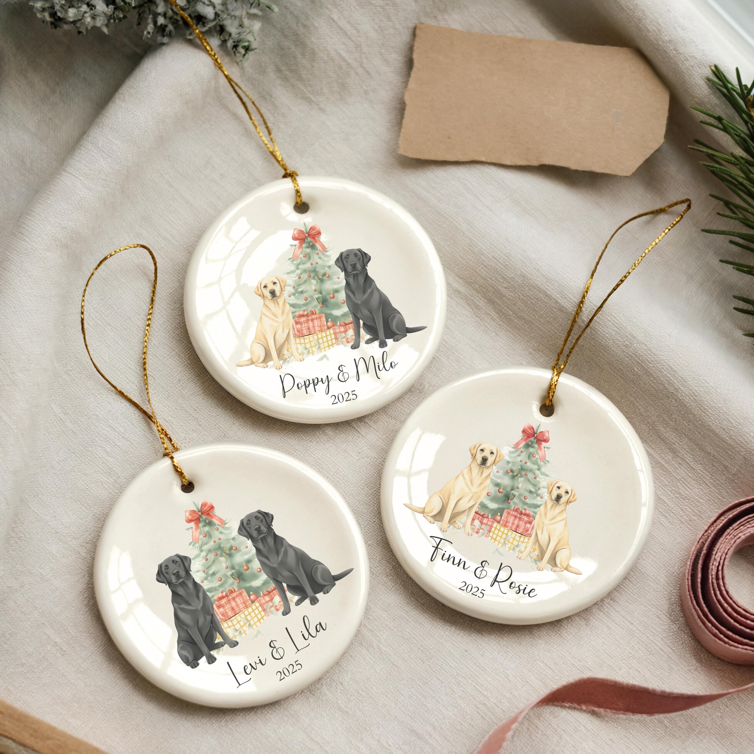 Custom Yellow Labrador Christmas Ornament: Personalized Two Yellow Labs ...