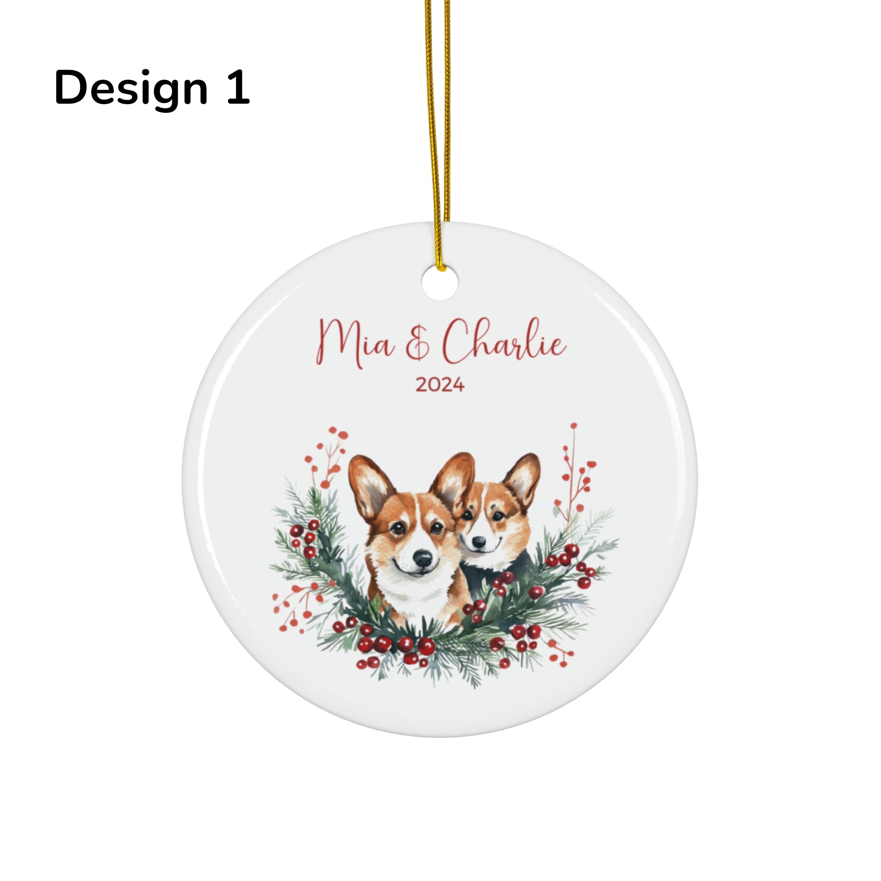 Custom Corgi Christmas Ornament, Watercolor 2 Corgis Xmas Ornament ...
