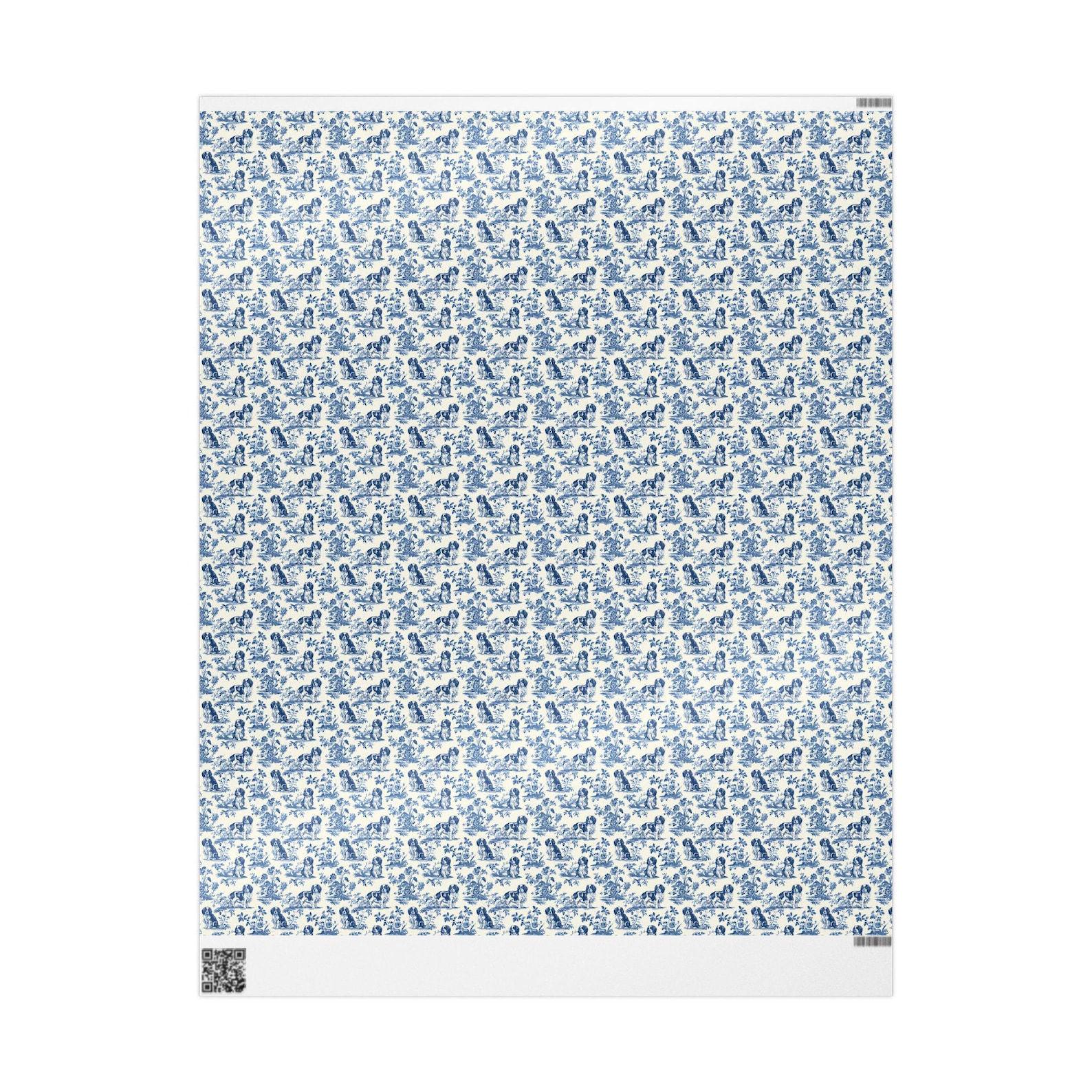 Cavalier King Charles Spaniel Blue Toile Wrapping Paper, Gift Wrap ...