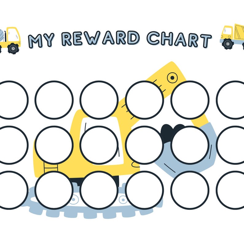 Construction Reward Chart, Behavior Chart, Potty Training Chart ...