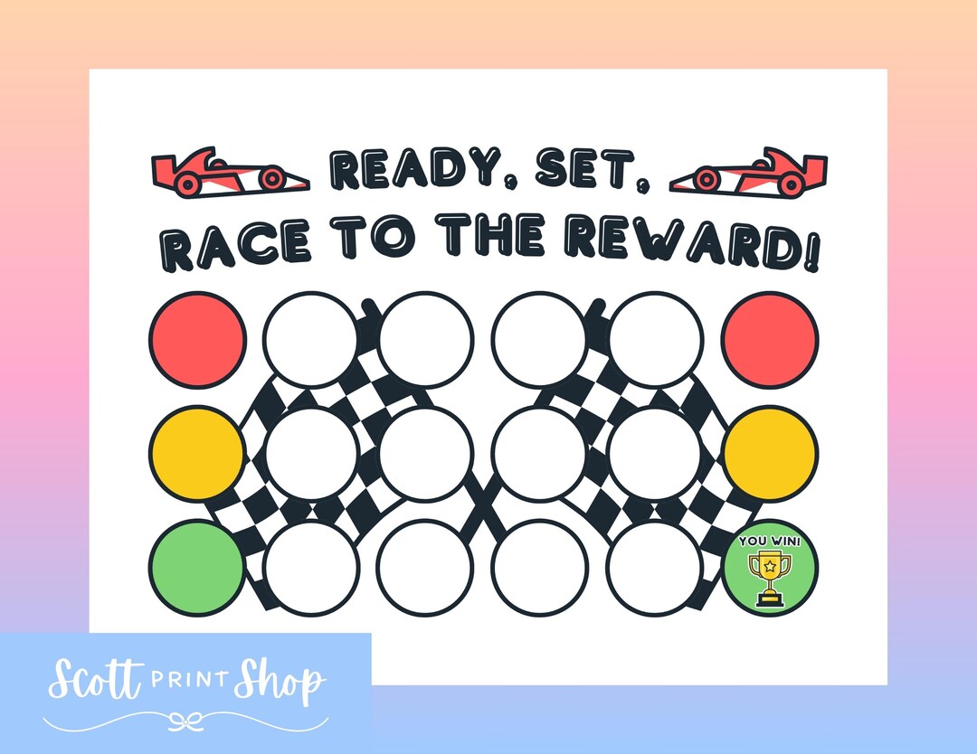 Reward Chart Race Car Reward Chart Boy Racecar Potty Training Behavior ...