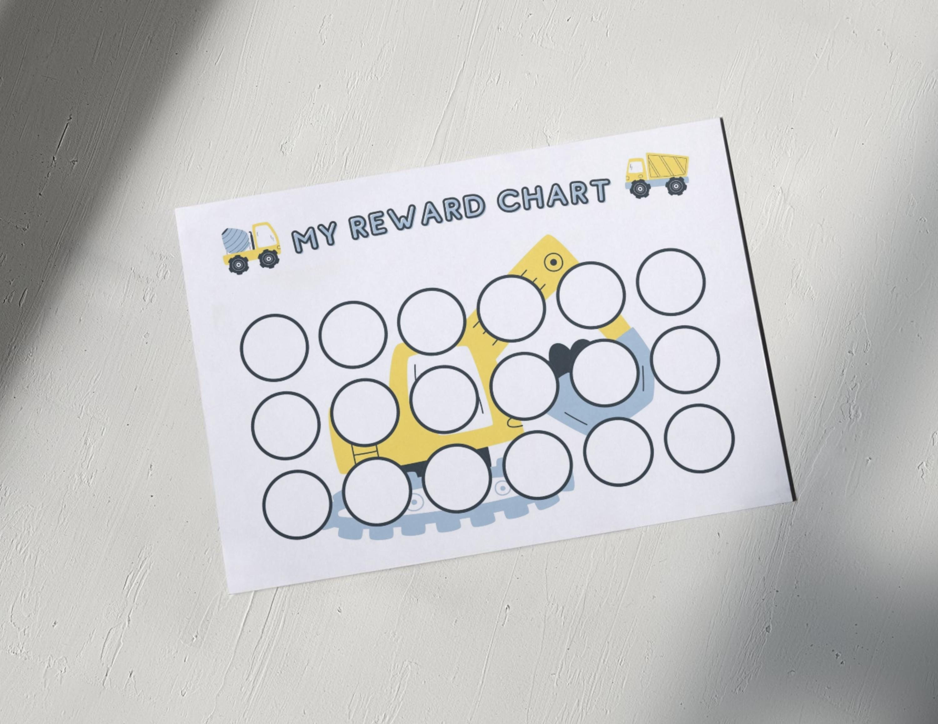 Construction Reward Chart, Behavior Chart, Potty Training Chart ...