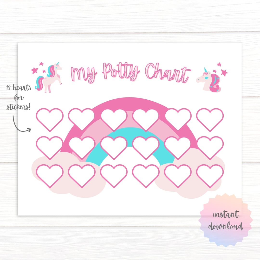 Unicorn Potty Chart, Sticker Chart Girl, Digital Download, Rainbow ...