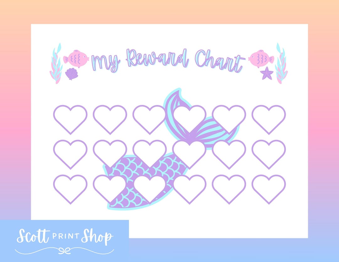 Reward Chart Mermaid Behavior Chart Girl Ocean Mermaid Behavior Reward ...