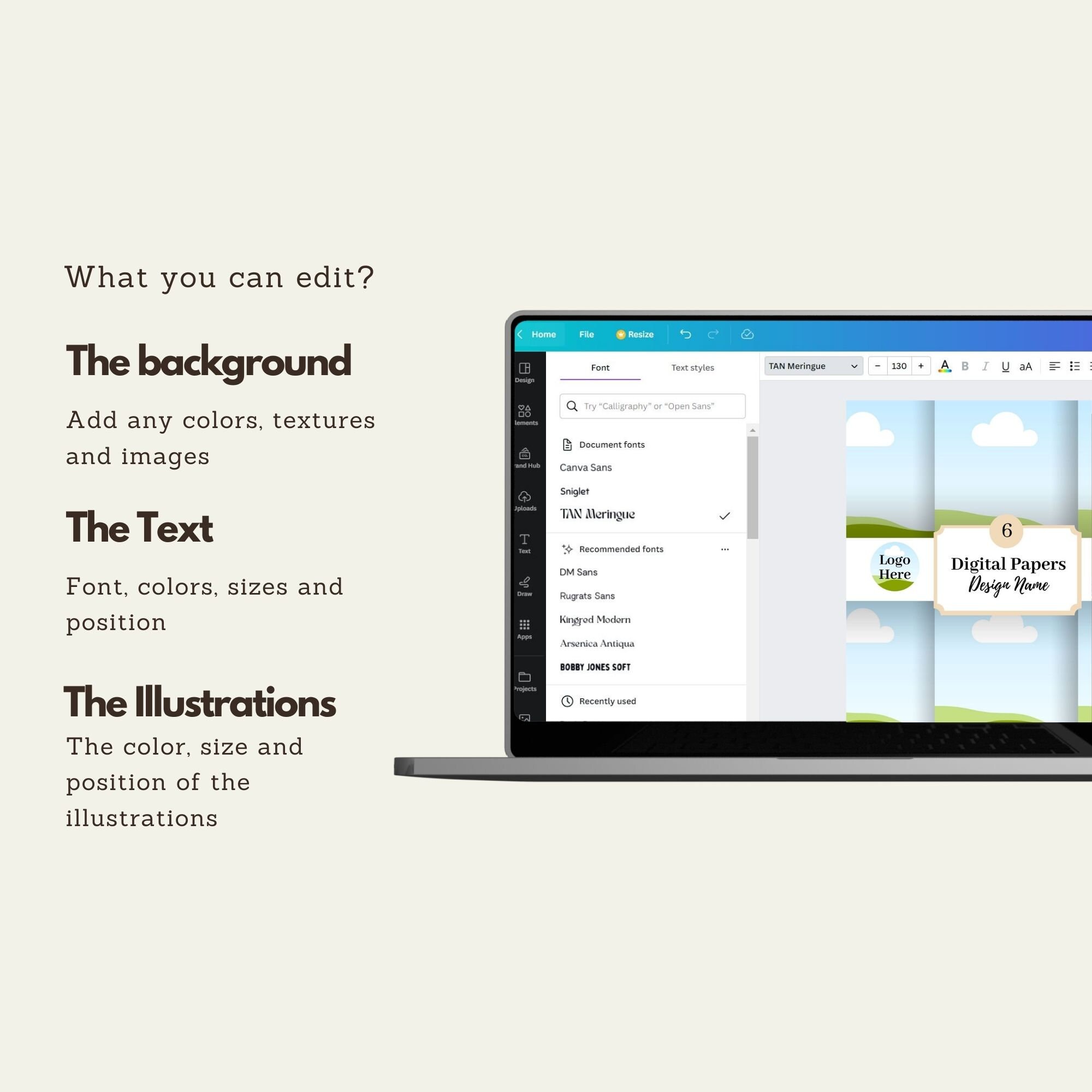 20 Digital Paper Mockup Template Editable Canva Templates - Etsy
