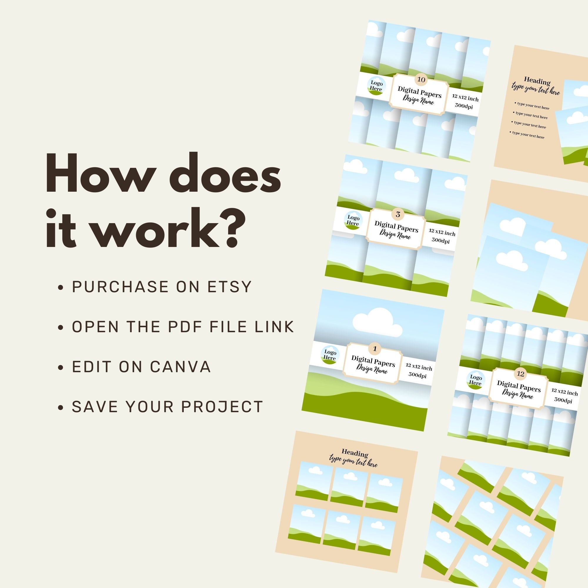 20 Digital Paper Mockup Template Editable Canva Templates - Etsy