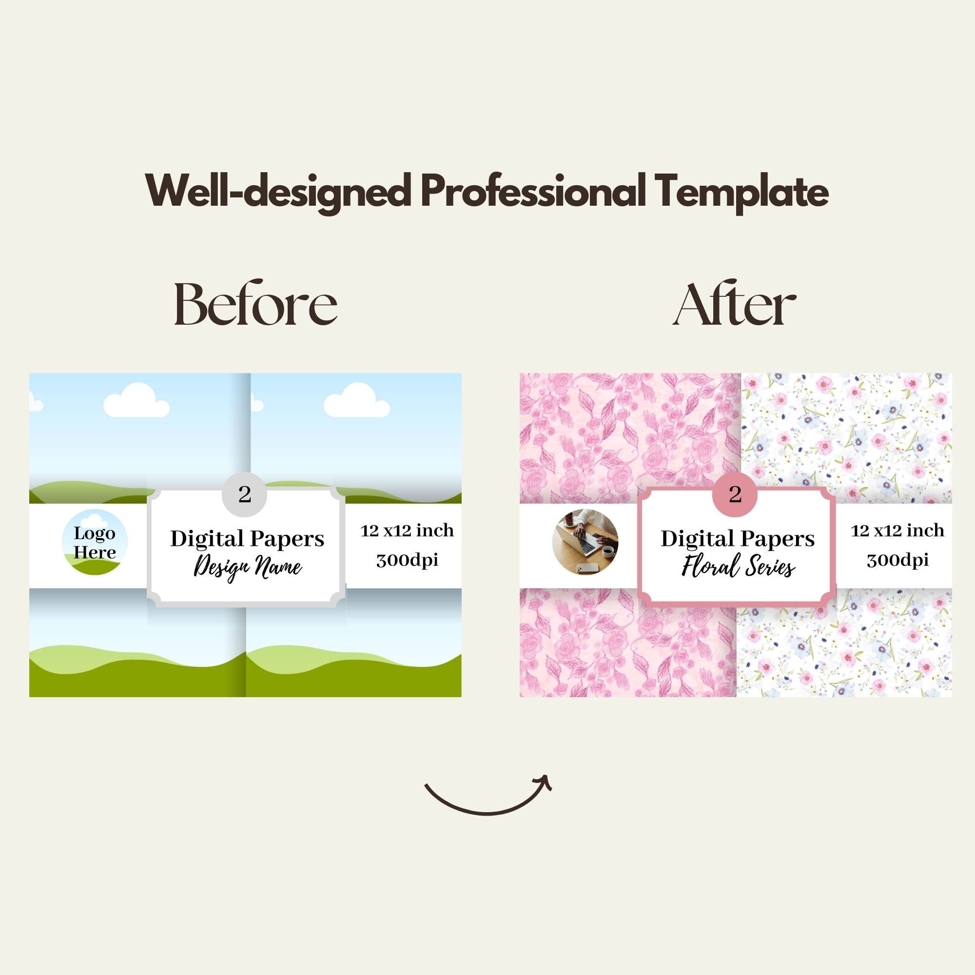 20 Digital Paper Mockup Template Editable Canva Templates - Etsy