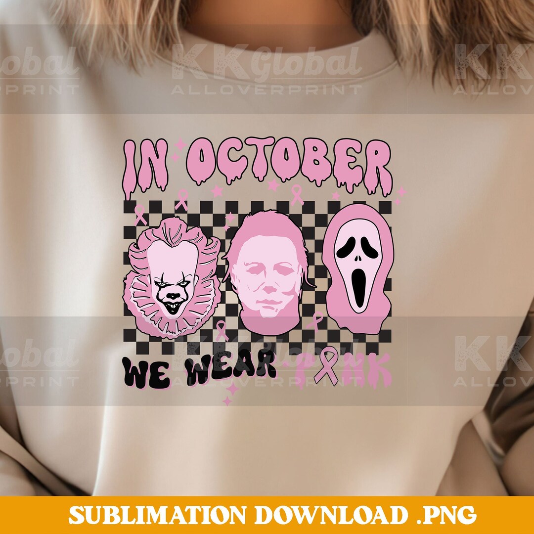 In October Wear Pink Horror Character This PNG for Shirt - Etsy