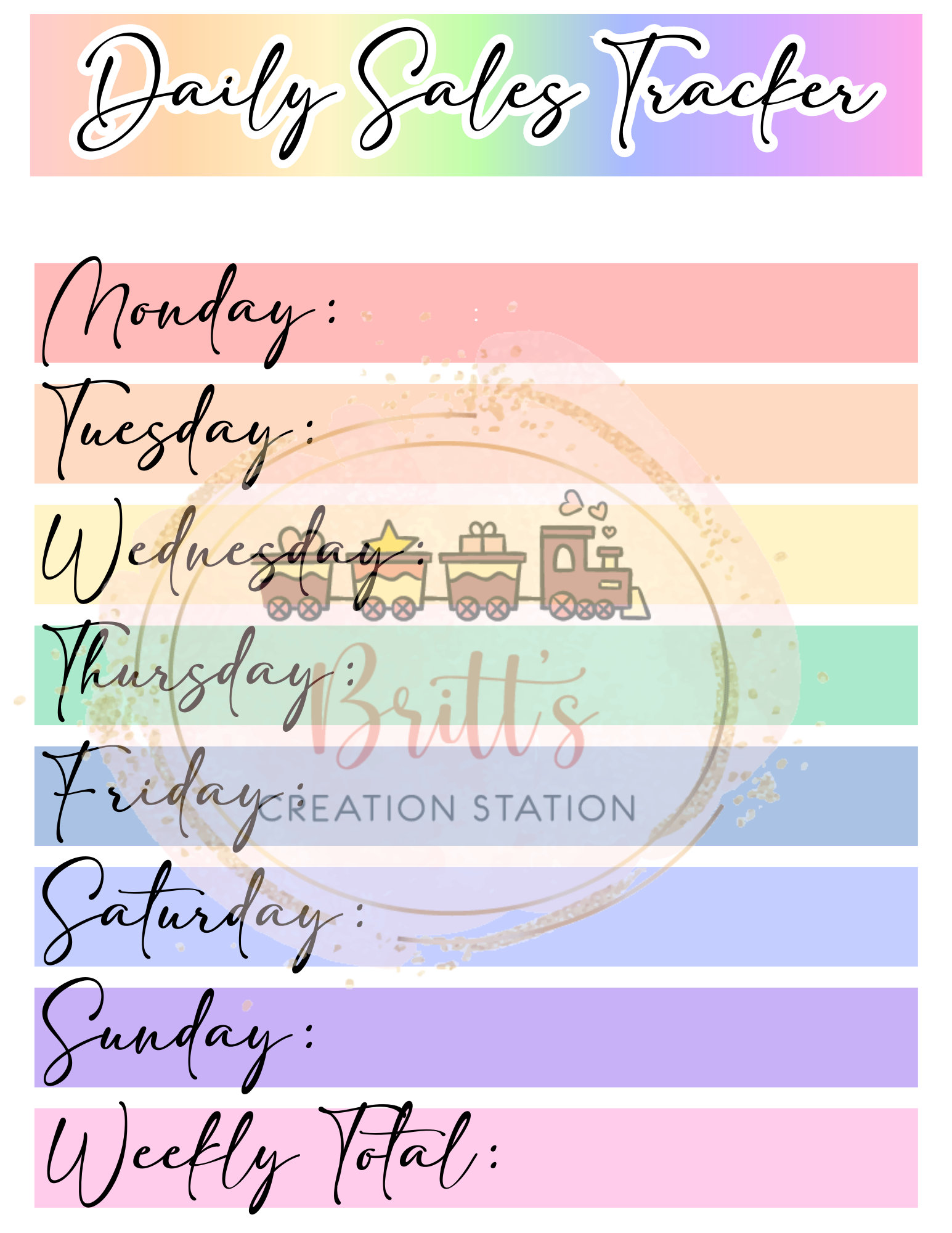 Daily Sales Tracker Instant Download PDF Printable Sale Tracker Weekly ...