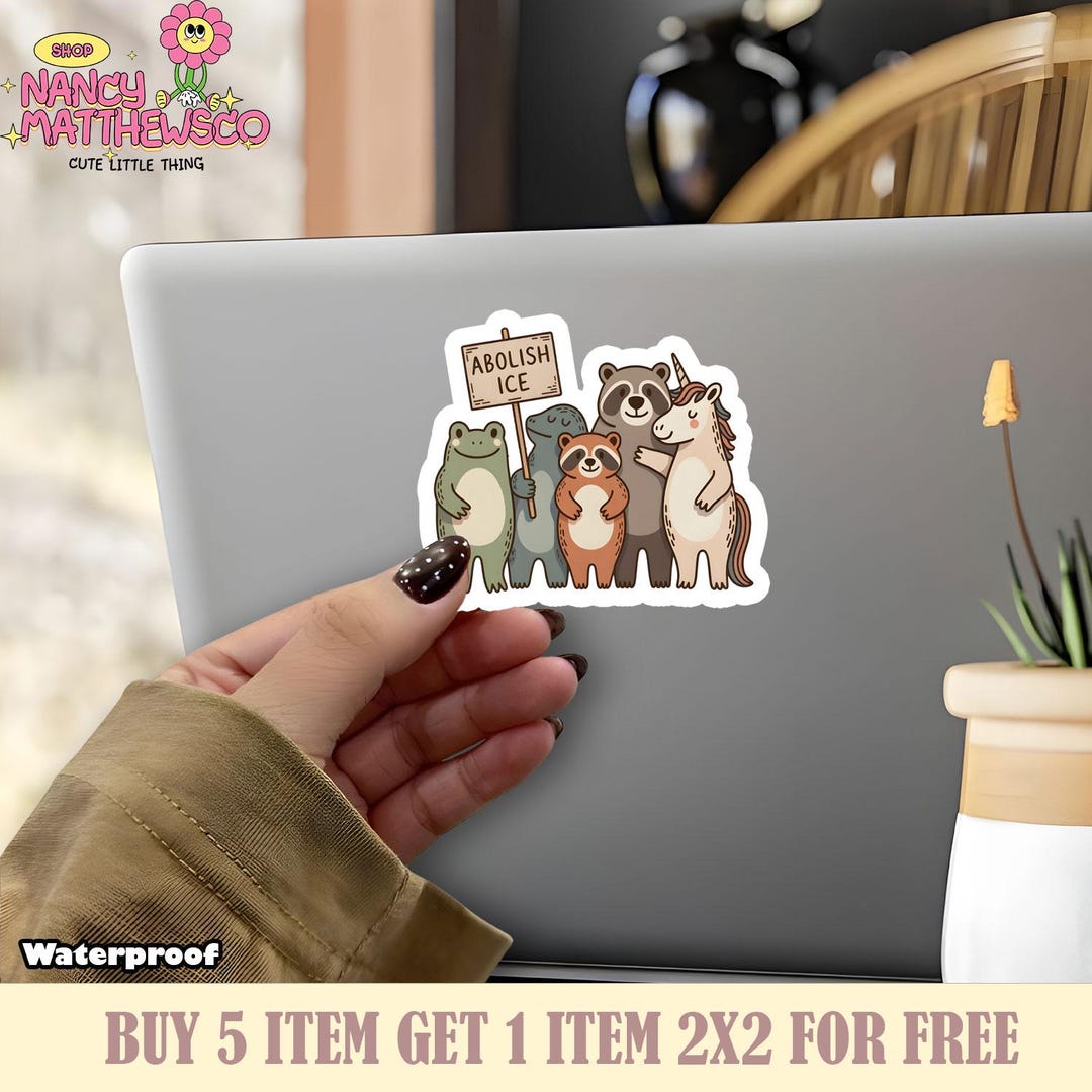 Abolish ICE Animal Protest Sticker – Cute Activist Vinyl Sticker for ...