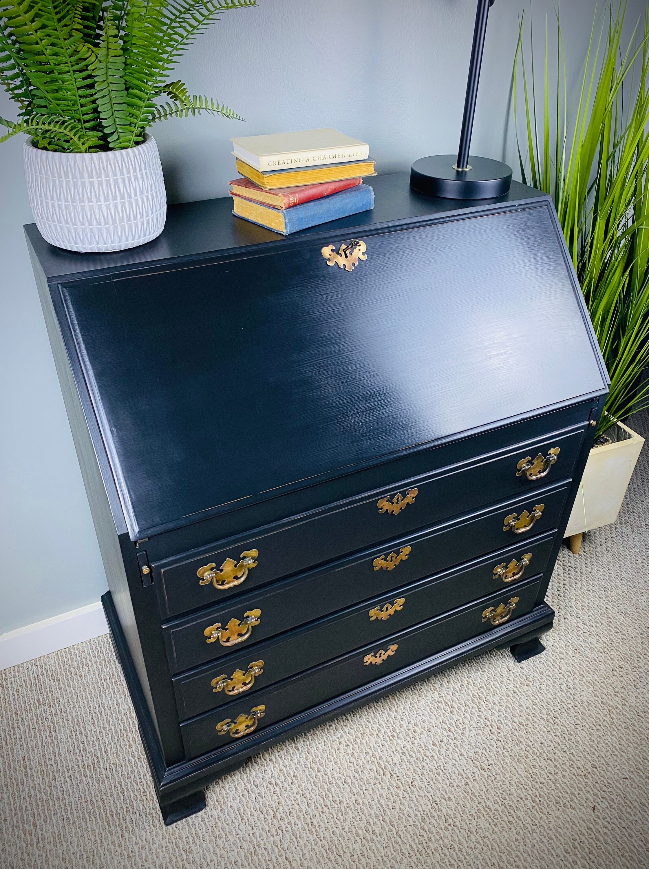 Secretary Desk Refinished Colonial Vintage Elegance and - Etsy