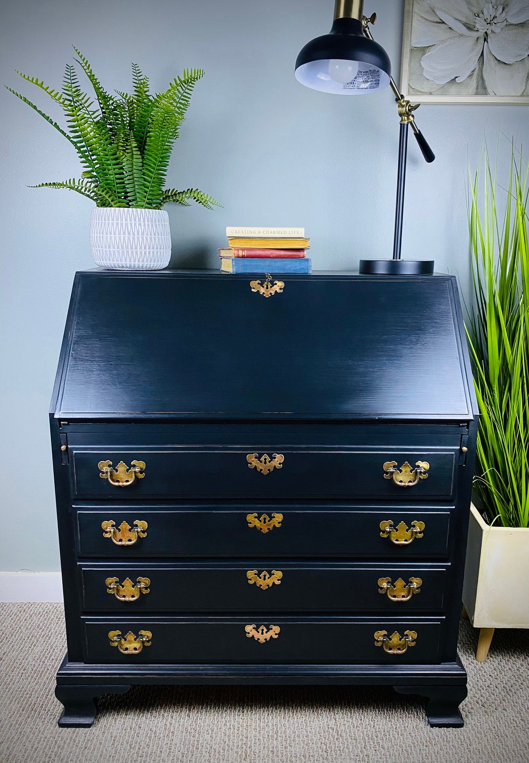 Secretary Desk Refinished Colonial Vintage Elegance and - Etsy