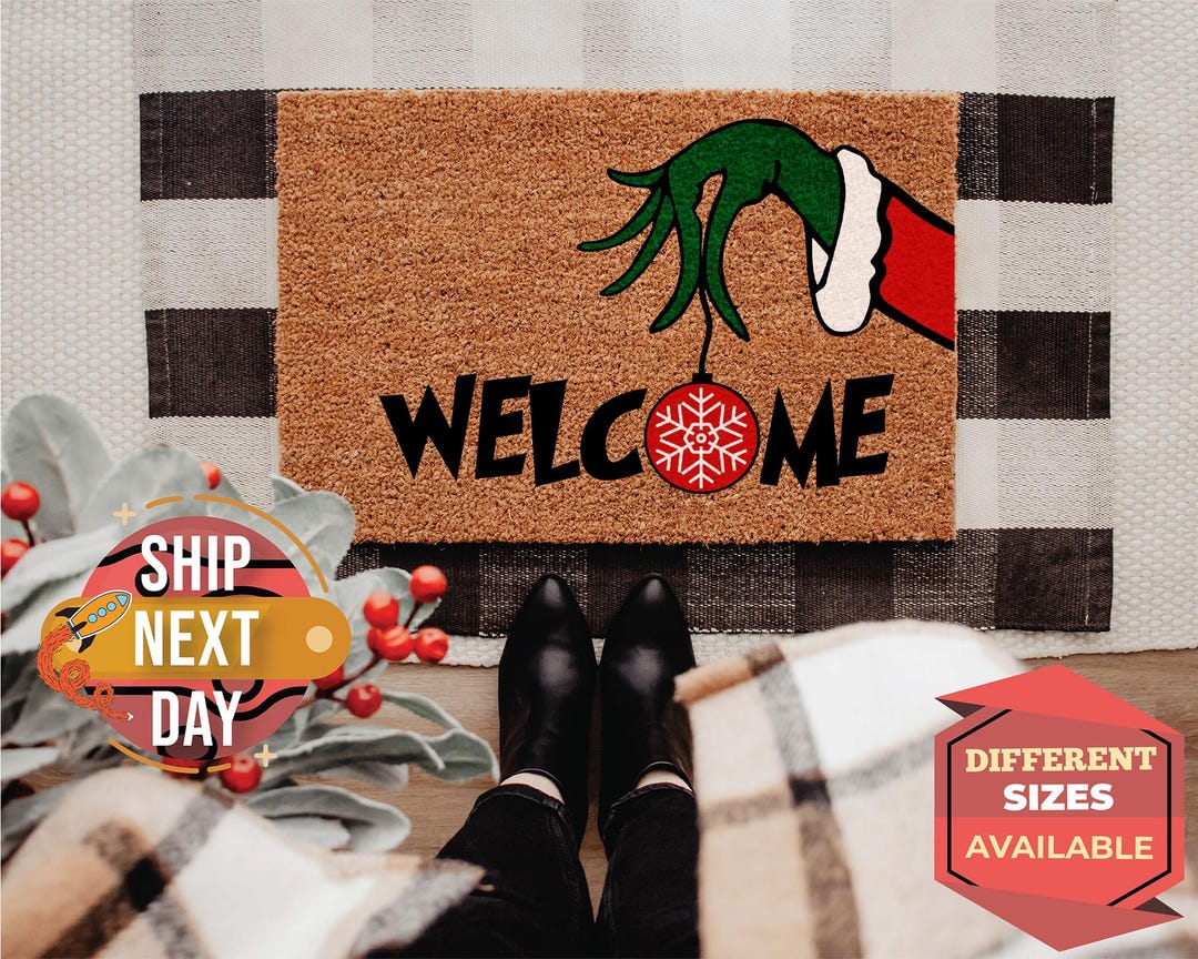 Grinch Welcome Door Mat, Christmas Doormat, New Home Gift, Home Decor ...
