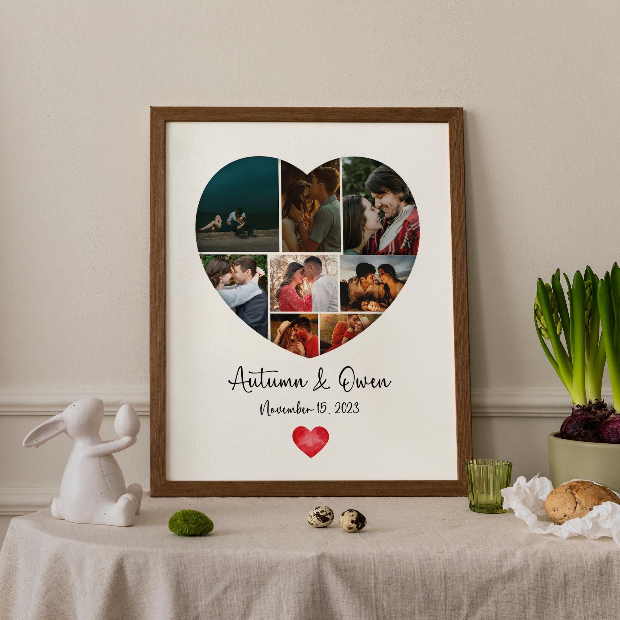 Photo Collage Frame, Custom Couples Wall Art, Picture Frame for Couples ...