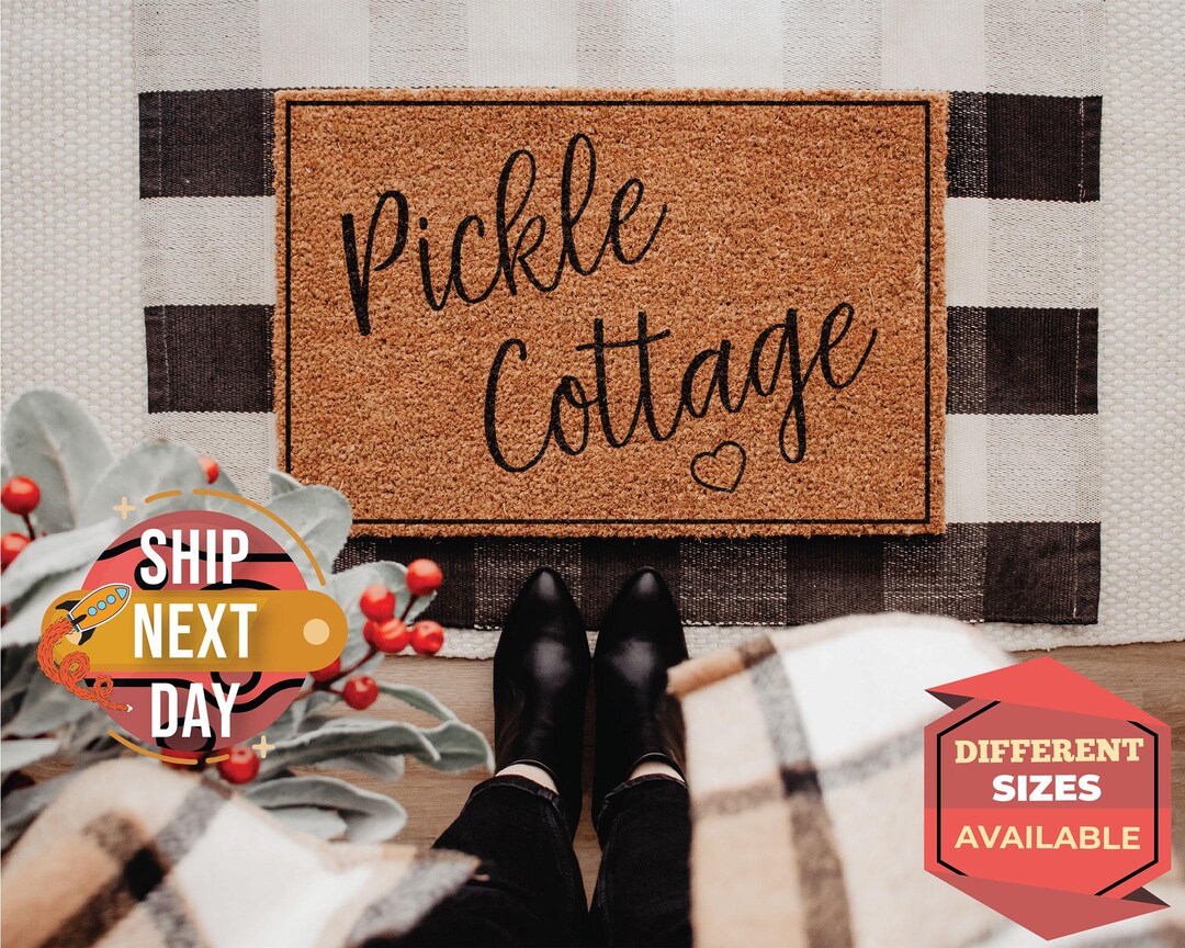 Pickle Cottage Door Mat, Personalized Doormat, Housewarming Doormat ...