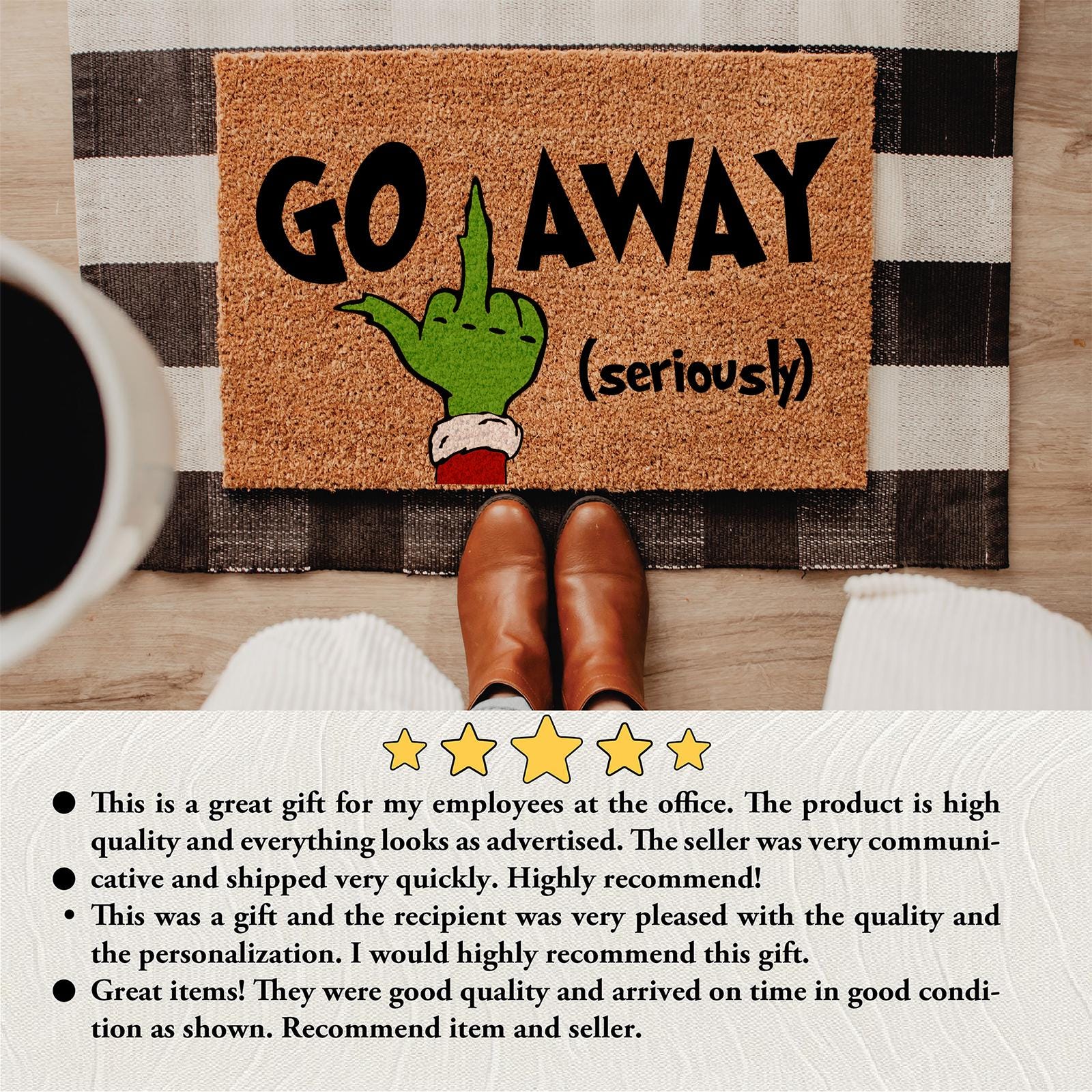 Go Away Seriously Doormat, Funny Rude Welcome Mat, Grinch Doormat ...