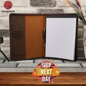 Personalized Zipper Portfolio With Notepad, Leather Journal ...
