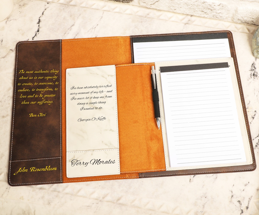 Personalized Monogram Portfolio, Customized Small Notepad Holder, Laser ...