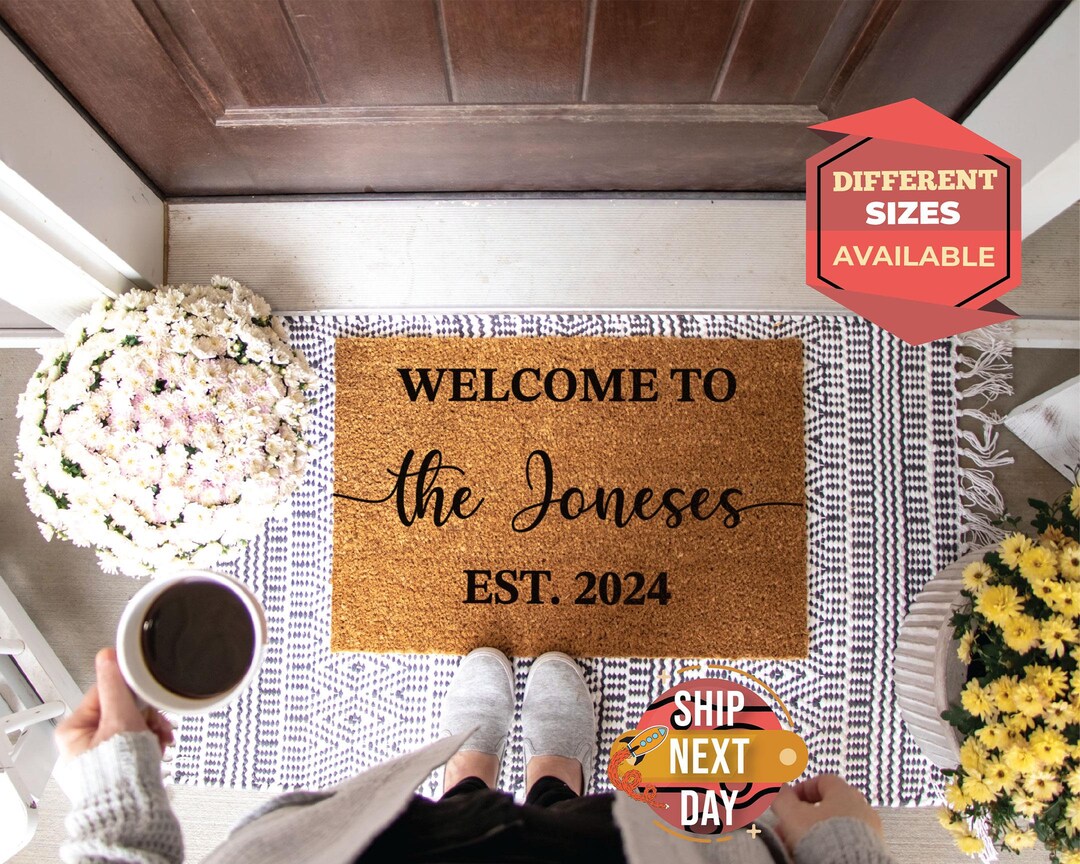 Custom Family Welcome Mat, Personalized Doormat, Last Name Doormat ...
