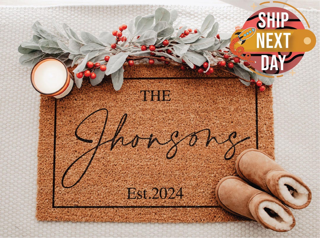 Personalized Family Name Doormat, Custom Family Welcome Mat, Wedding ...