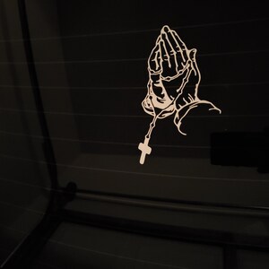 Pearl Rosary on Praying Hands Sticker - Etsy