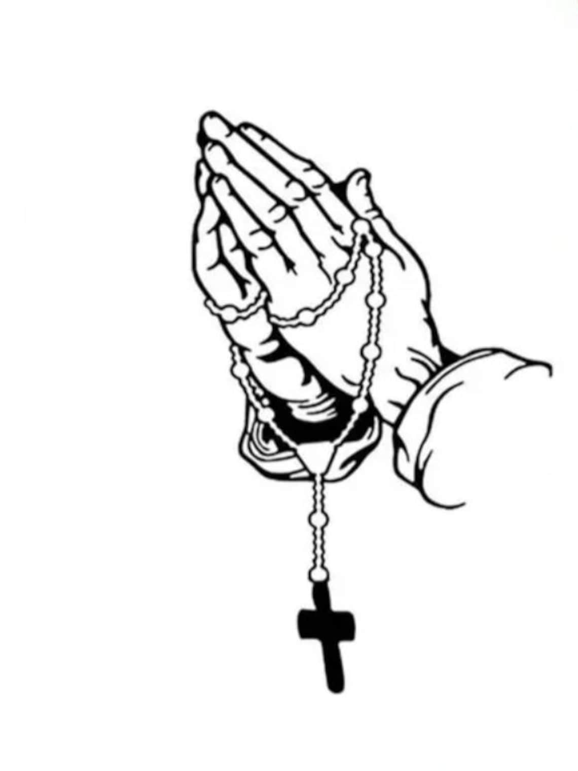 Pearl Rosary on Praying Hands Sticker - Etsy