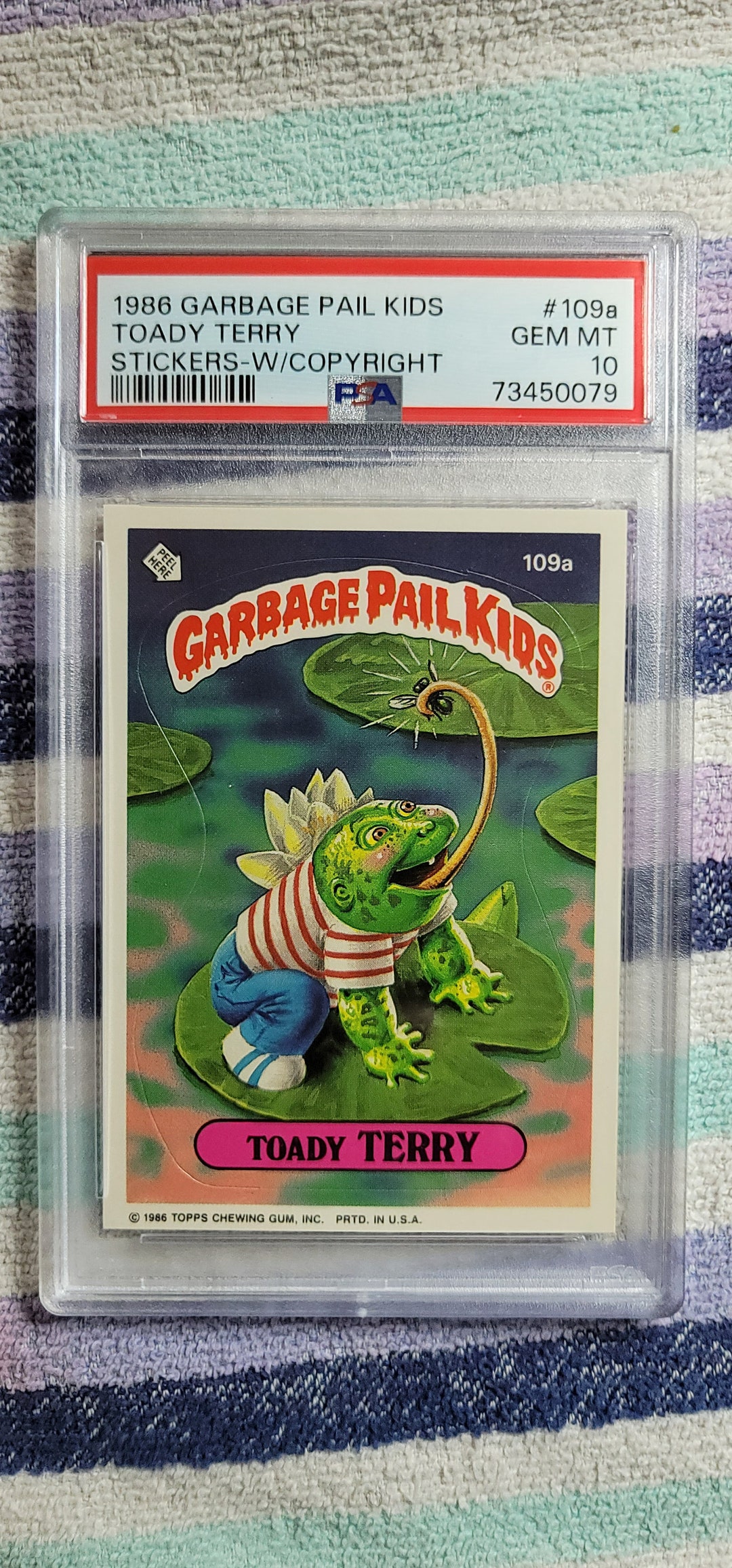 1986 Garbage Pail Kids Stickers With Copyright 109a Toady Terry PSA GEM ...
