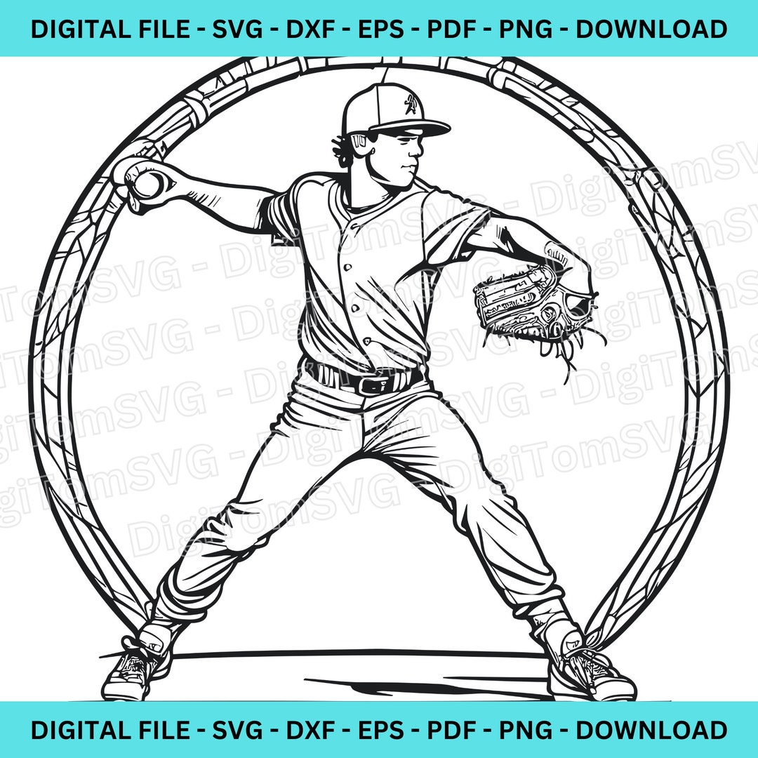 Baseball Player SVG & PNG Digital Files for Engraving and Cutting ...