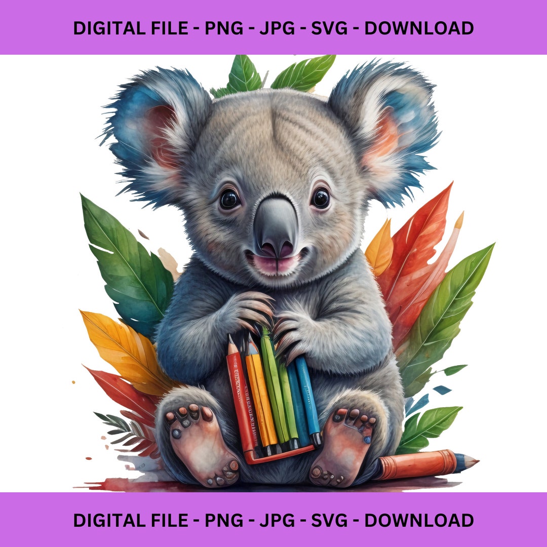 Colorful Koala Bear Artistic Themed, Adorable Koala Clipart, Koala ...