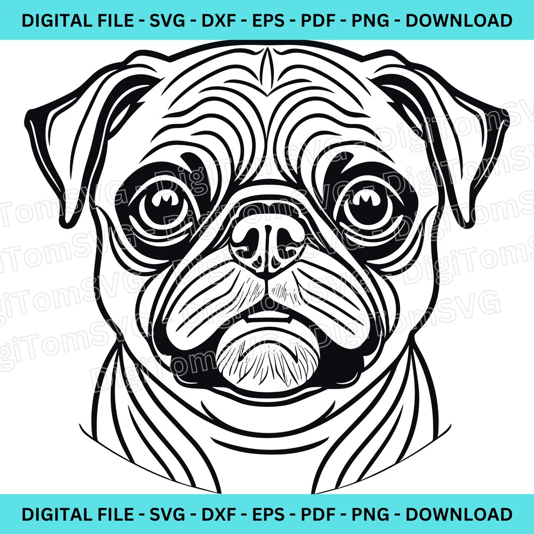 Craft Your Love for Pugs, Pug Dog Face Digital Files, Pug Svg Png, Dog ...