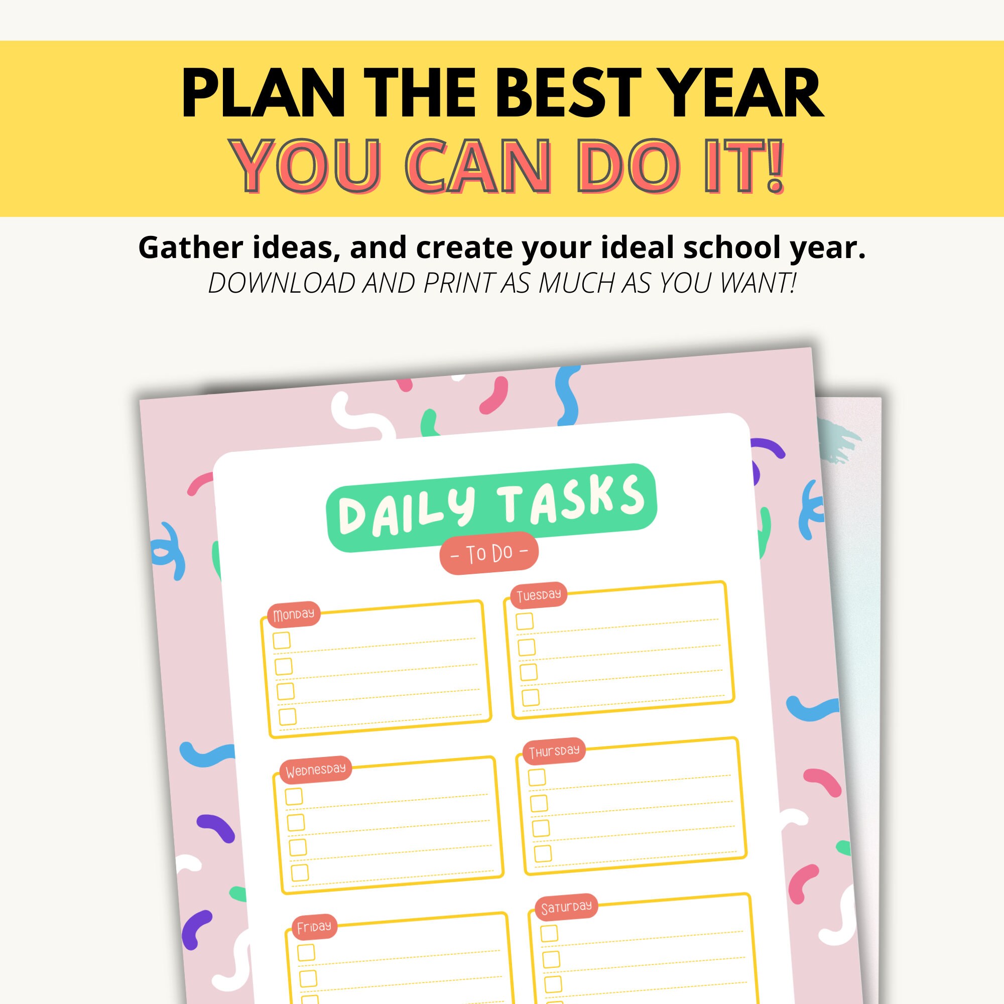 School Year Planner for Students: Adventure List, Weekly Plan, Goals ...