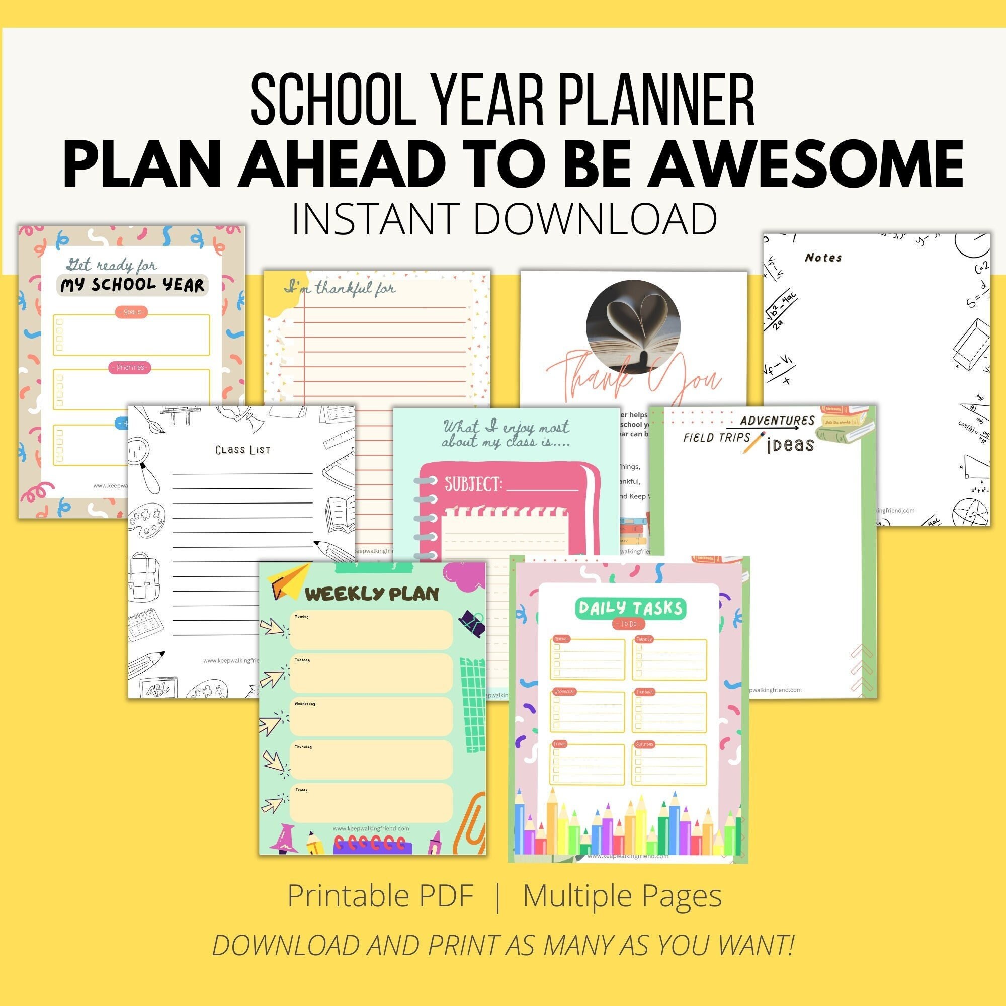 School Year Planner for Students: Adventure List, Weekly Plan, Goals ...